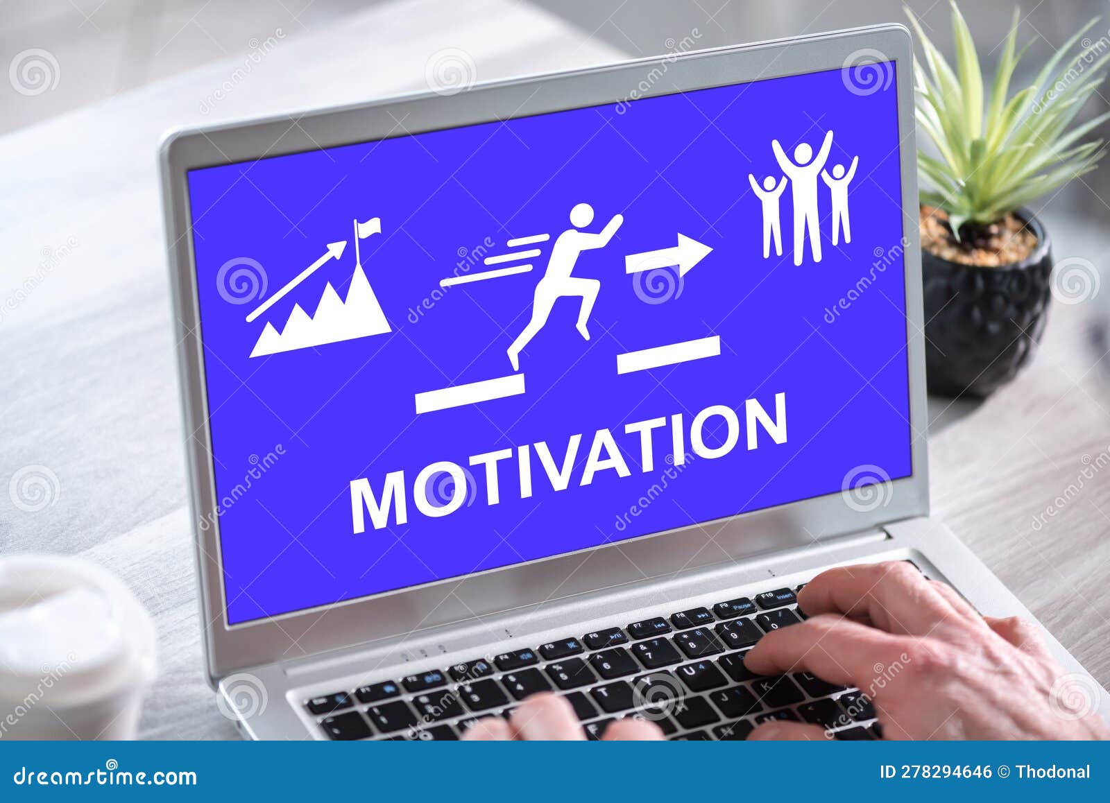 Motivation Concept on a Laptop Screen Stock Photo - Image of winner ...