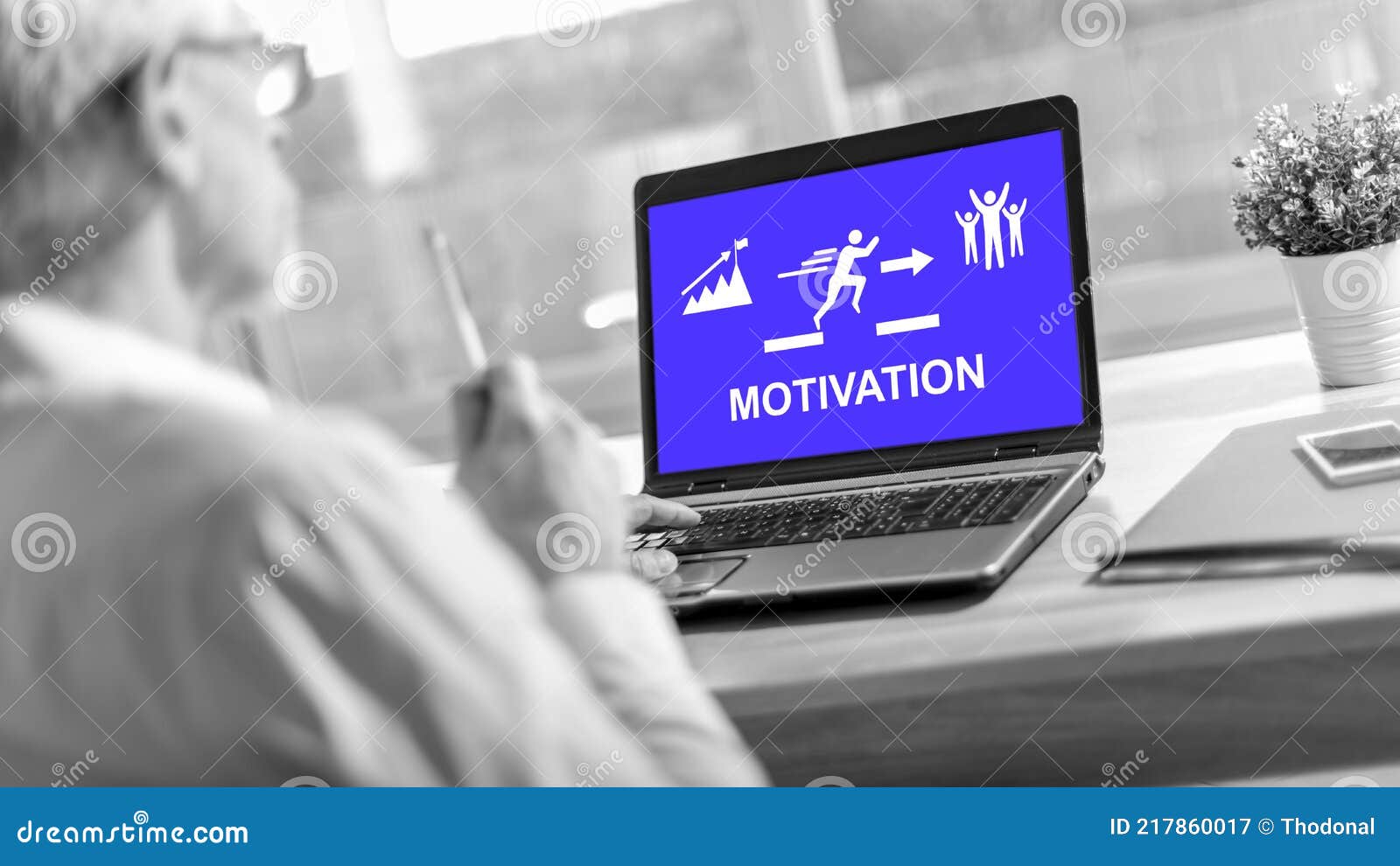 Motivation Concept on a Laptop Screen Stock Image - Image of business ...