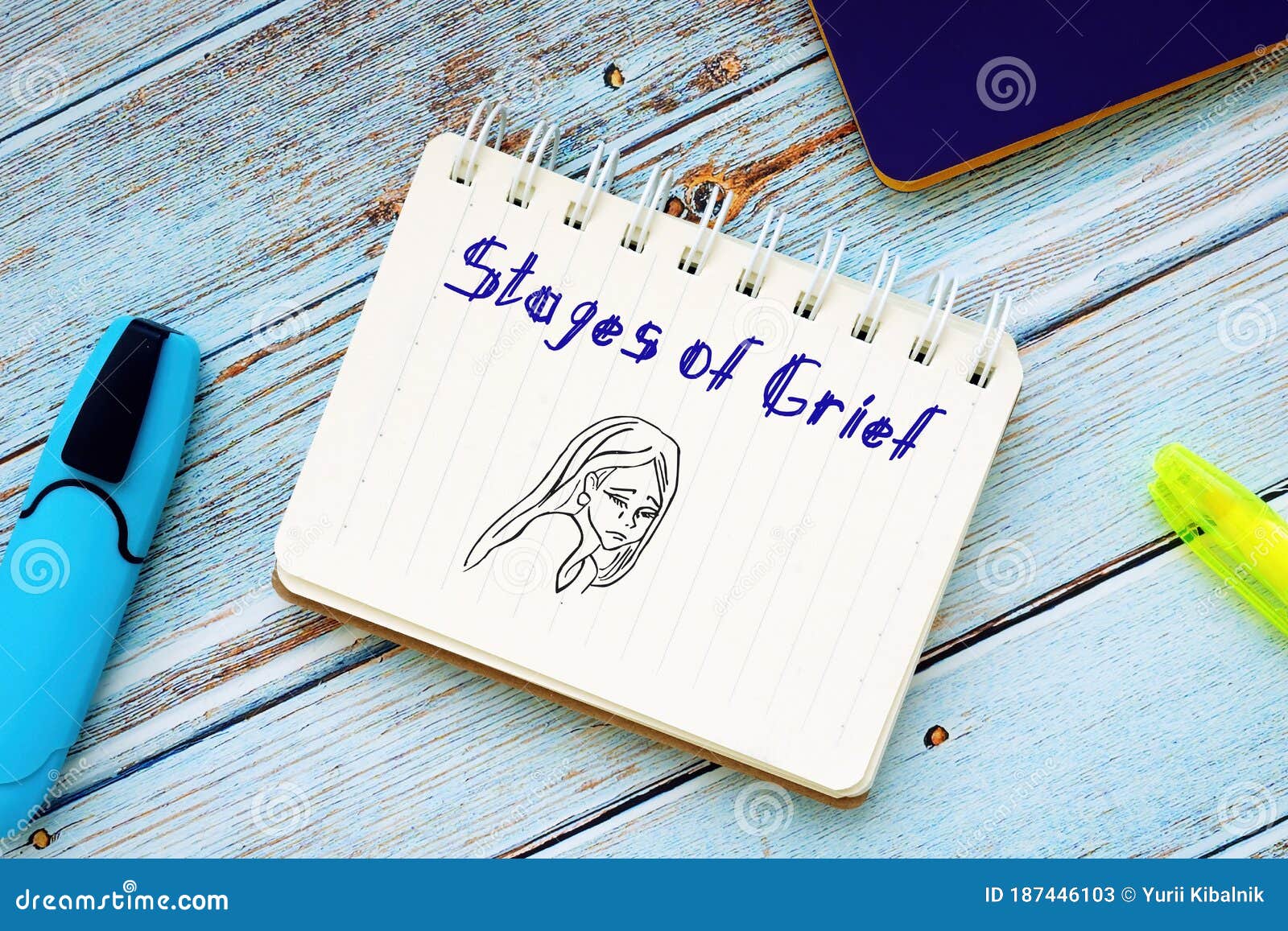 Motivation Concept Meaning Stages of Grief with Sign on the Sheet Stock ...