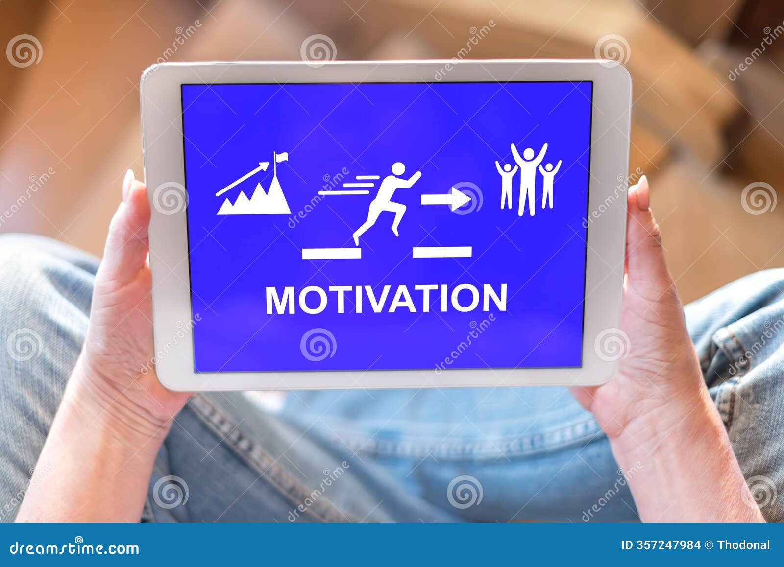 Motivation Concept on a Tablet Stock Photo - Image of winner, strength ...