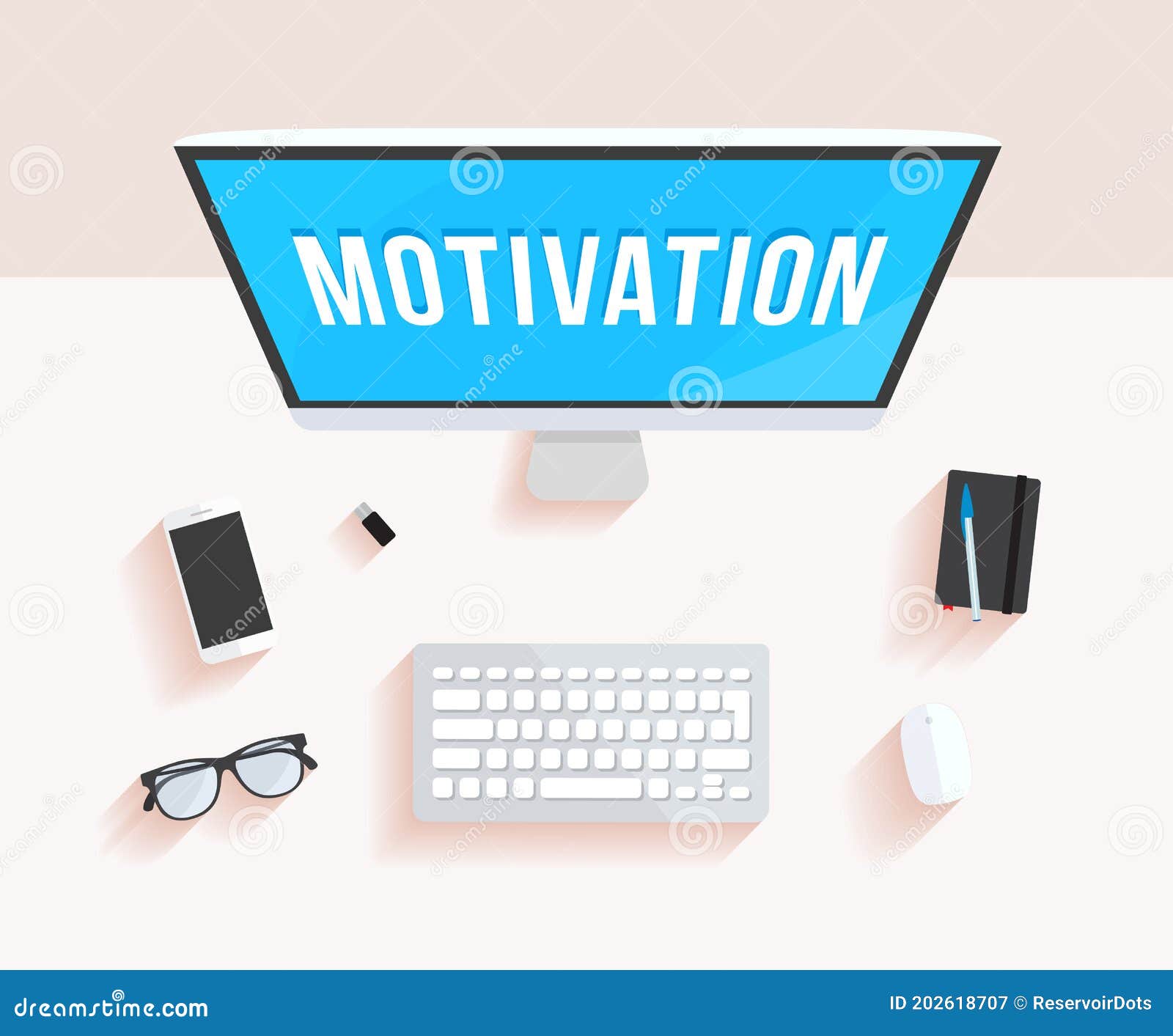 Motivation Desktop Computer Stock Vector - Illustration of inspiration ...