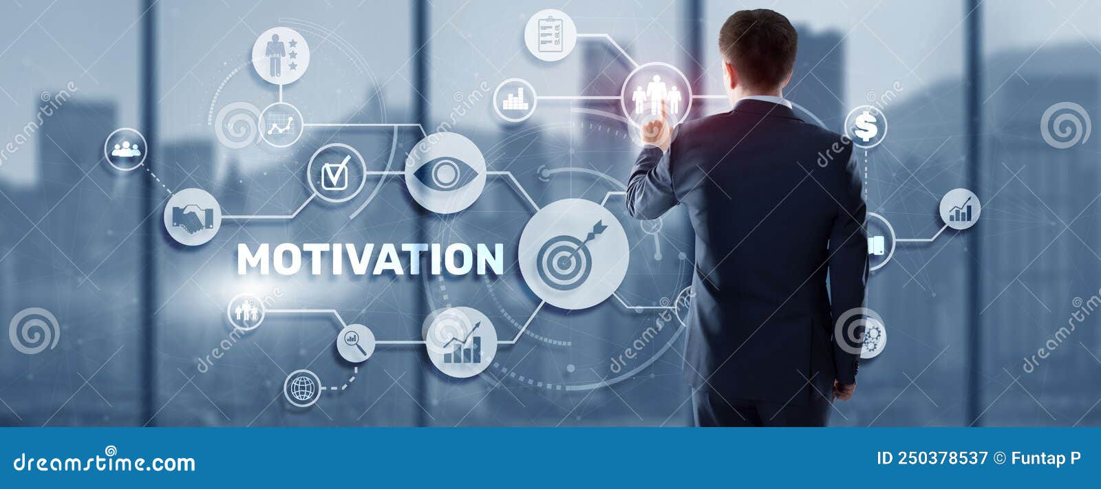 Motivation Development Concept. Inscription on the Virtual Screen Stock ...