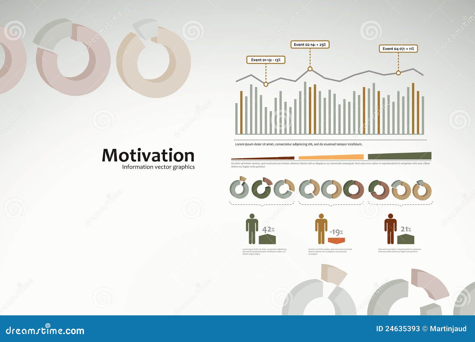 Motivation Infographics With Graphs And Statistics Stock Vector ...