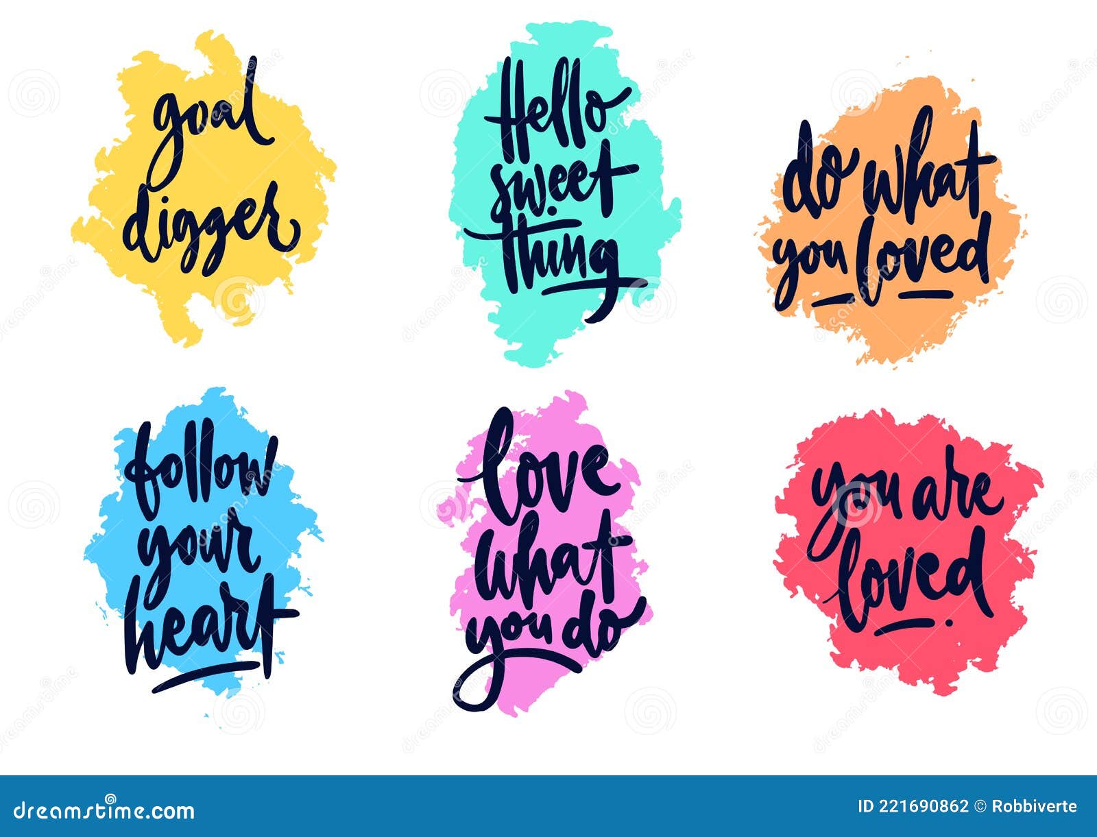 Motivation Lettering Design Set Hand Drawn Stock Vector - Illustration ...