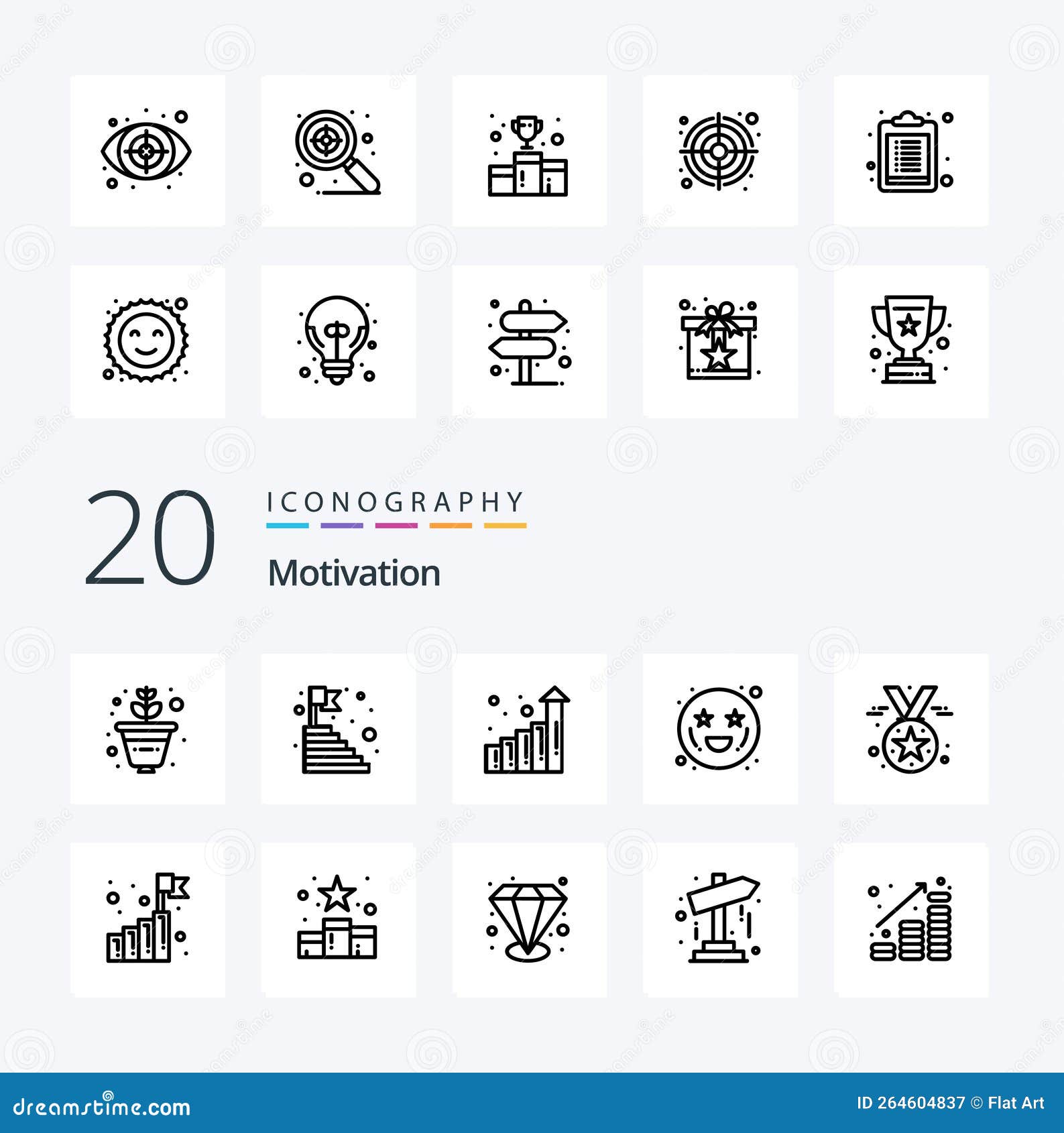 20 Motivation Line Icon Pack Like Star Award Graph Heart Eyes Affection ...