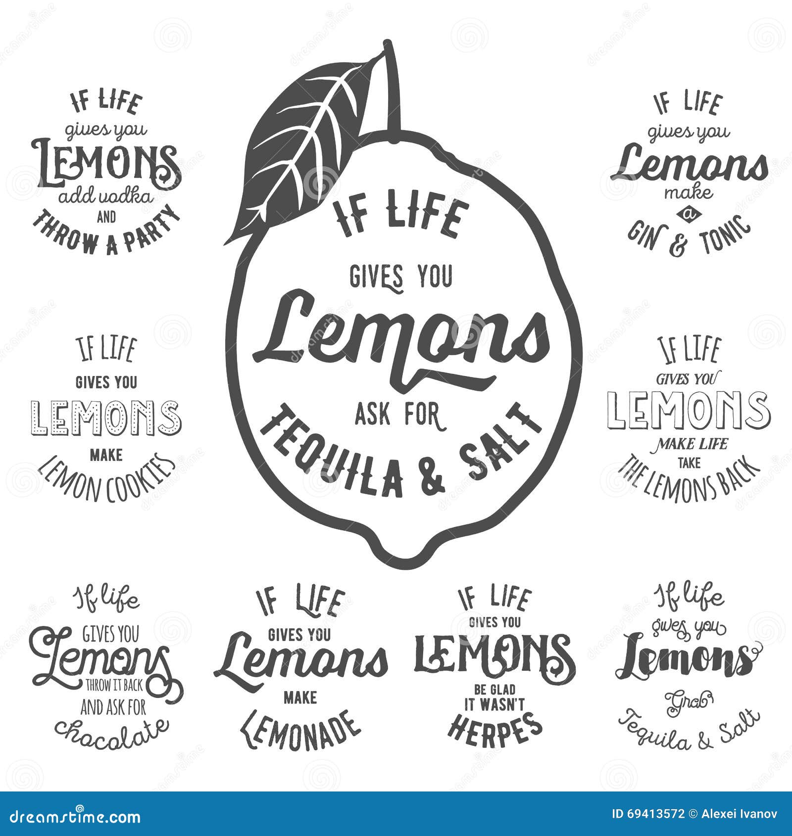 Motivation Quote about Lemons Stock Vector - Illustration of digital ...