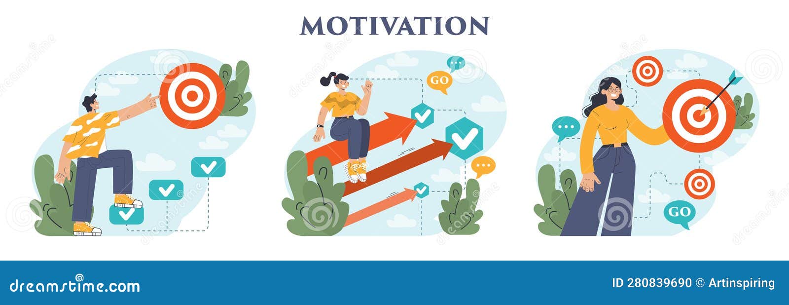 Motivation Set. Ambitious Character Set and Achieve the Goal Stock ...