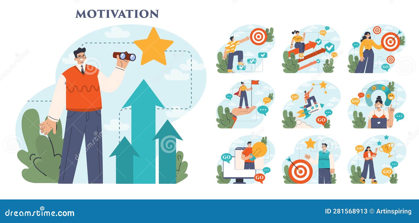 Motivation Set. Ambitious Character Set and Achieve the Goal Stock ...