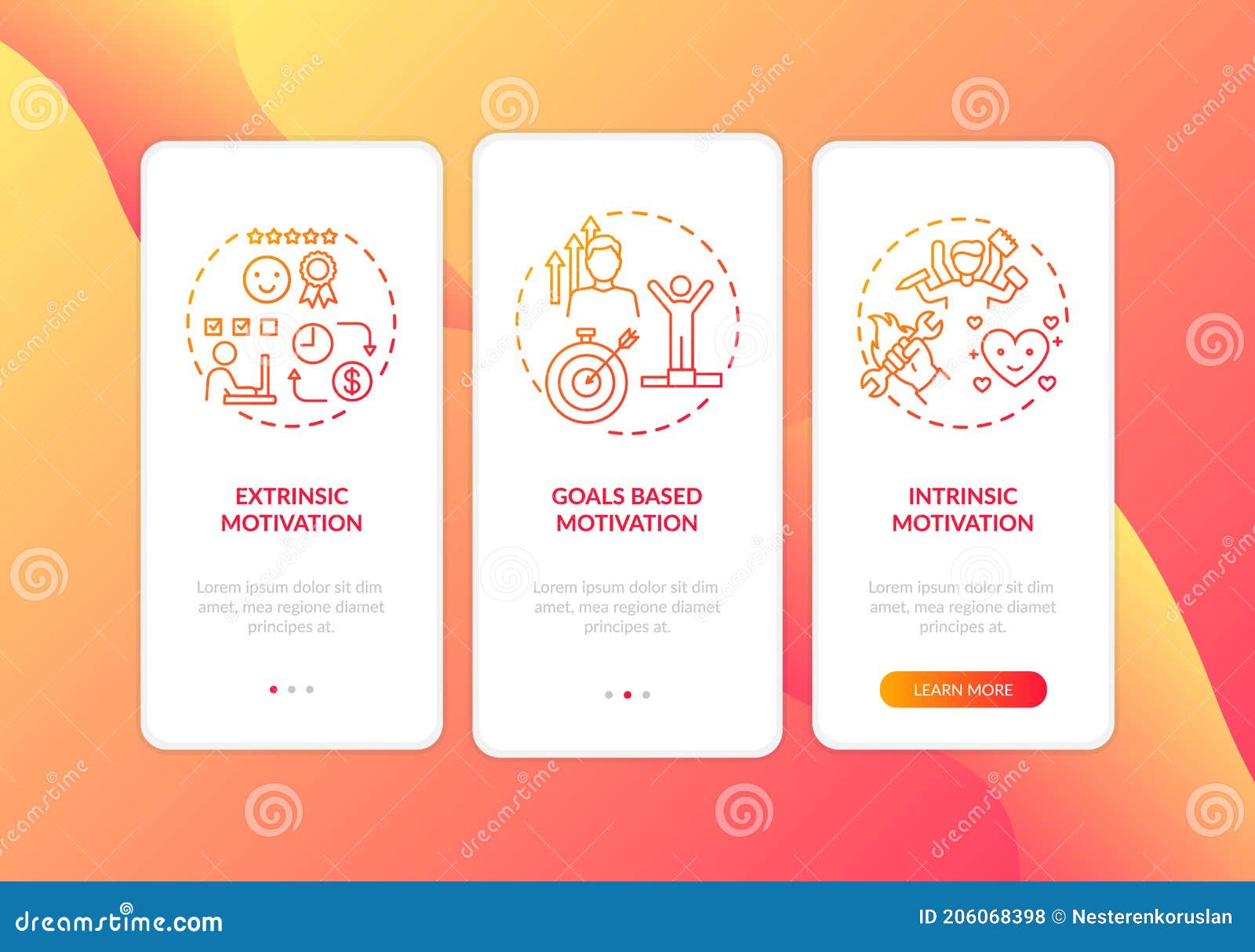 Motivation Types Onboarding Mobile App Page Screen with Concepts Stock ... Motivation Types Onboarding Mobile App Page Screen with Concepts Stock ...