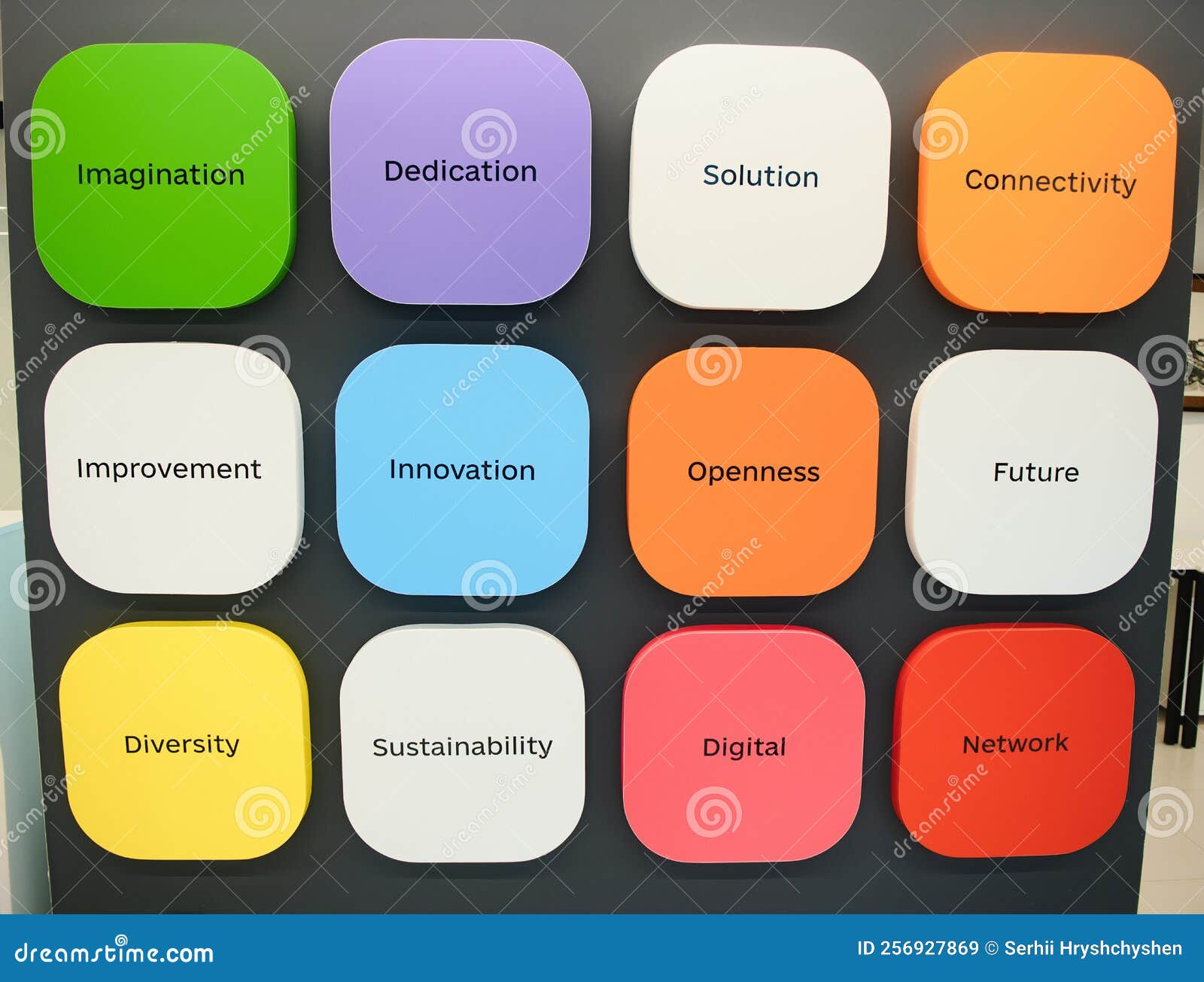 A Motivation Typography Print on Office Wall. Stock Image - Image of ...