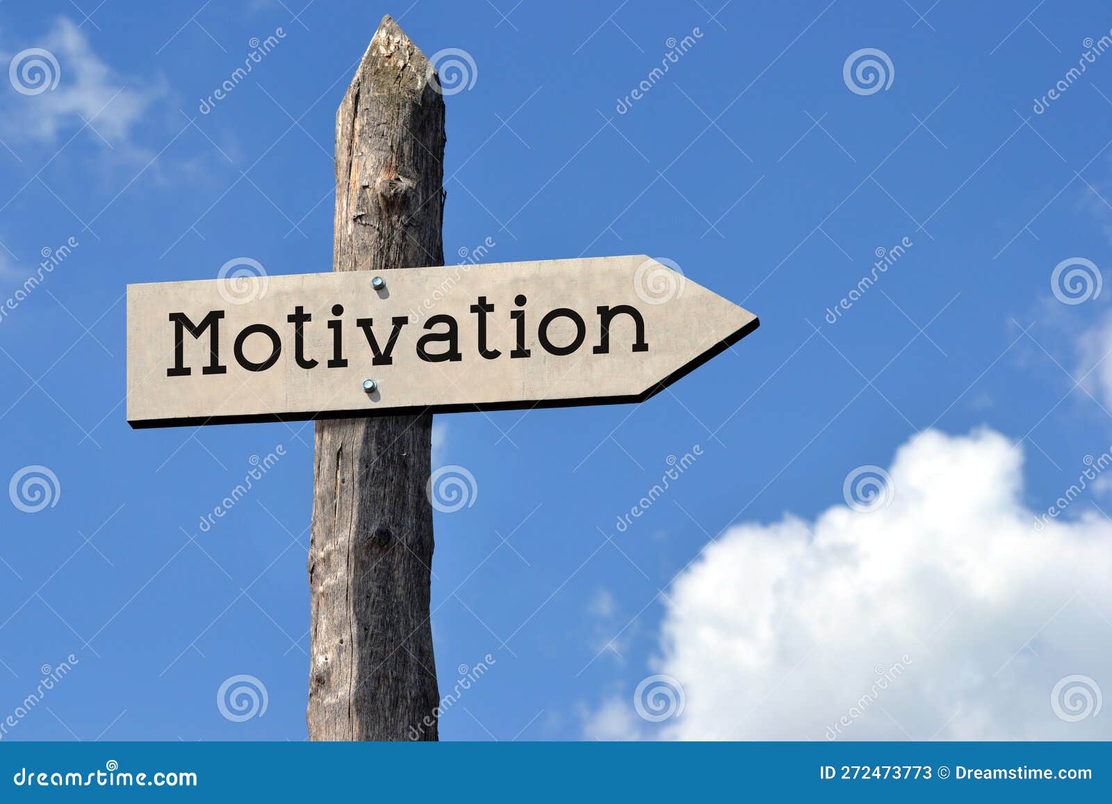 Motivation - Wooden Signpost with One Arrow Stock Image - Image of ...