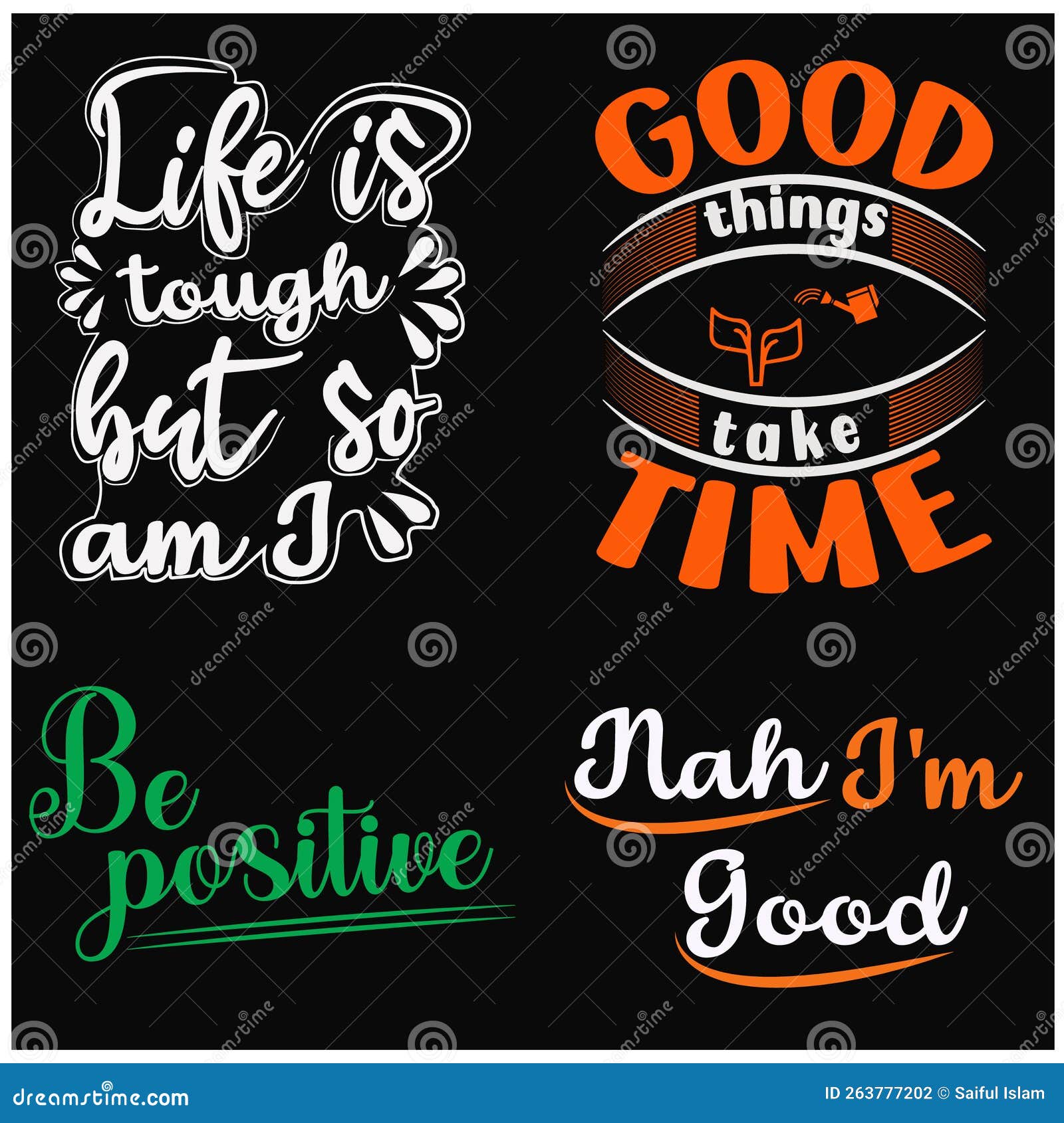 Motivational Creative Typography Design Bundle Stock Vector ...