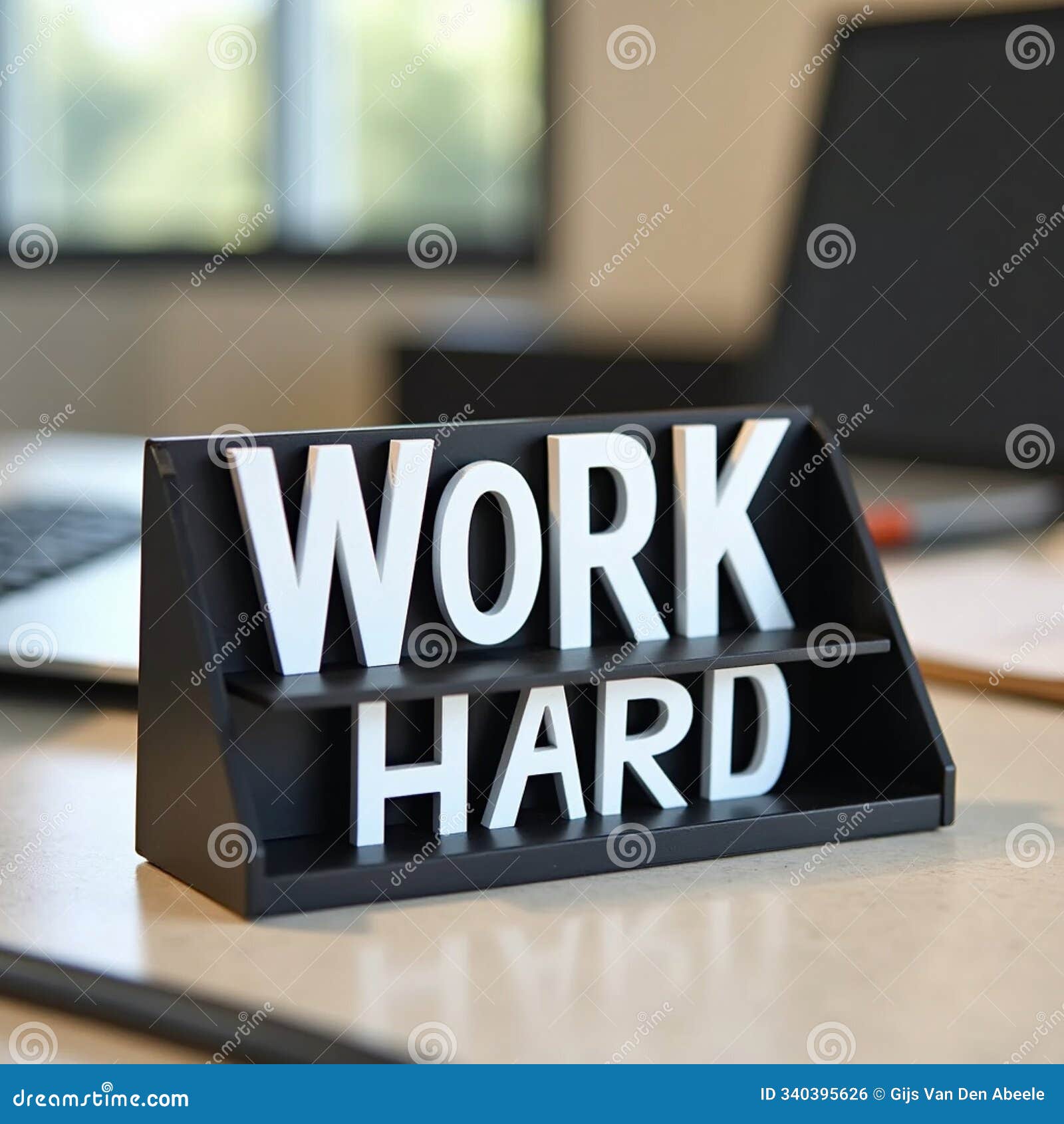 Motivational Desk Organizer with Work Hard Text Stock Illustration ...