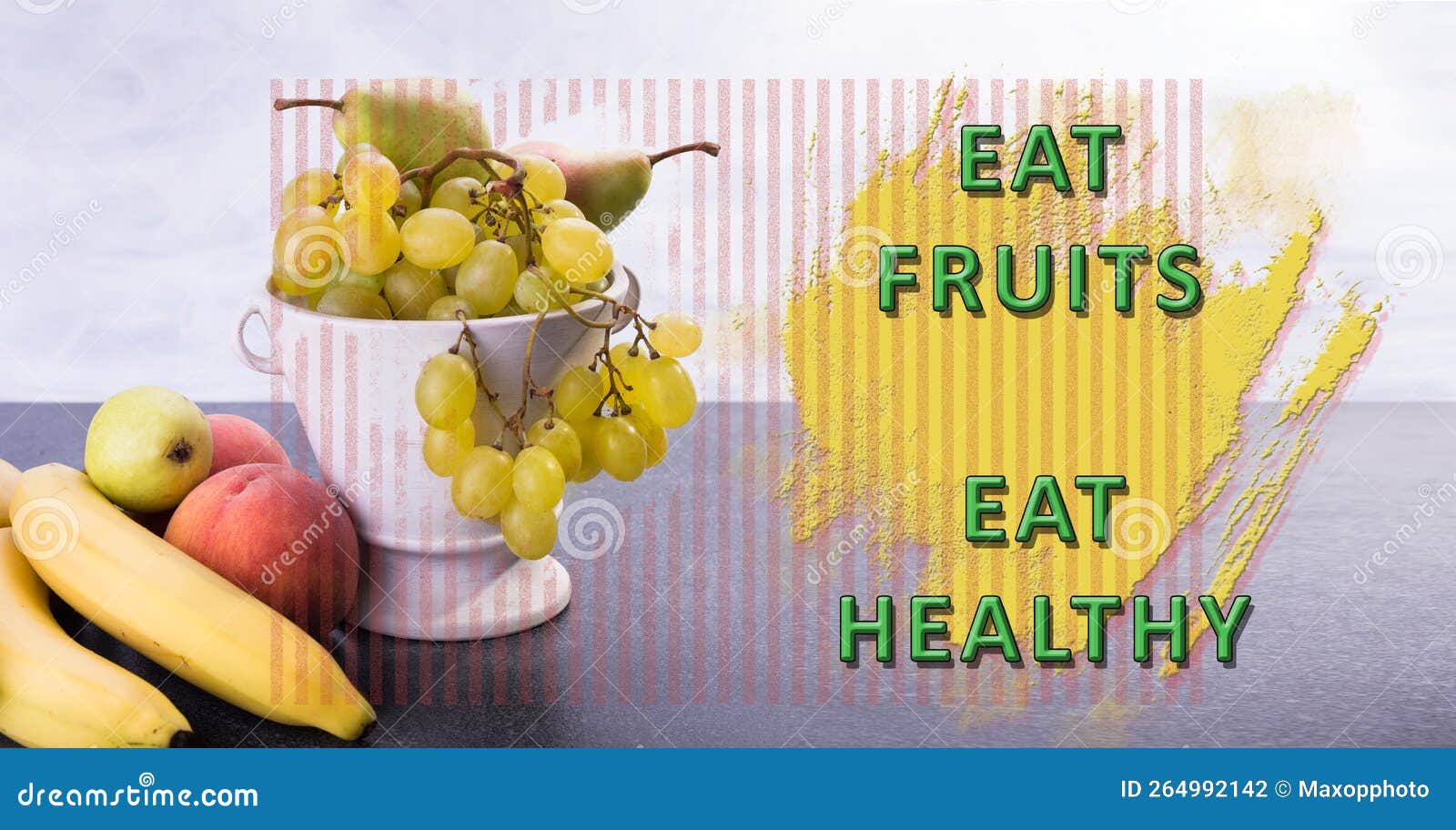 Motivational and Educational Sign: Eat Fruit, Eat Healthy Stock Photo ...