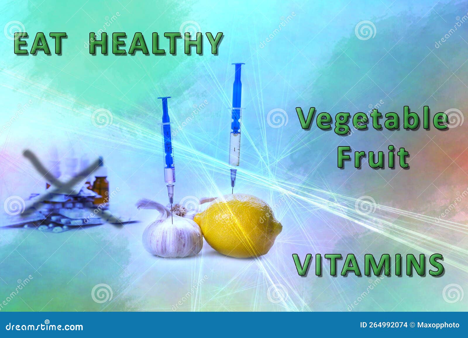 Motivational and Educational Sign: Eat Fruit, Vegetable Eat Healthy ...