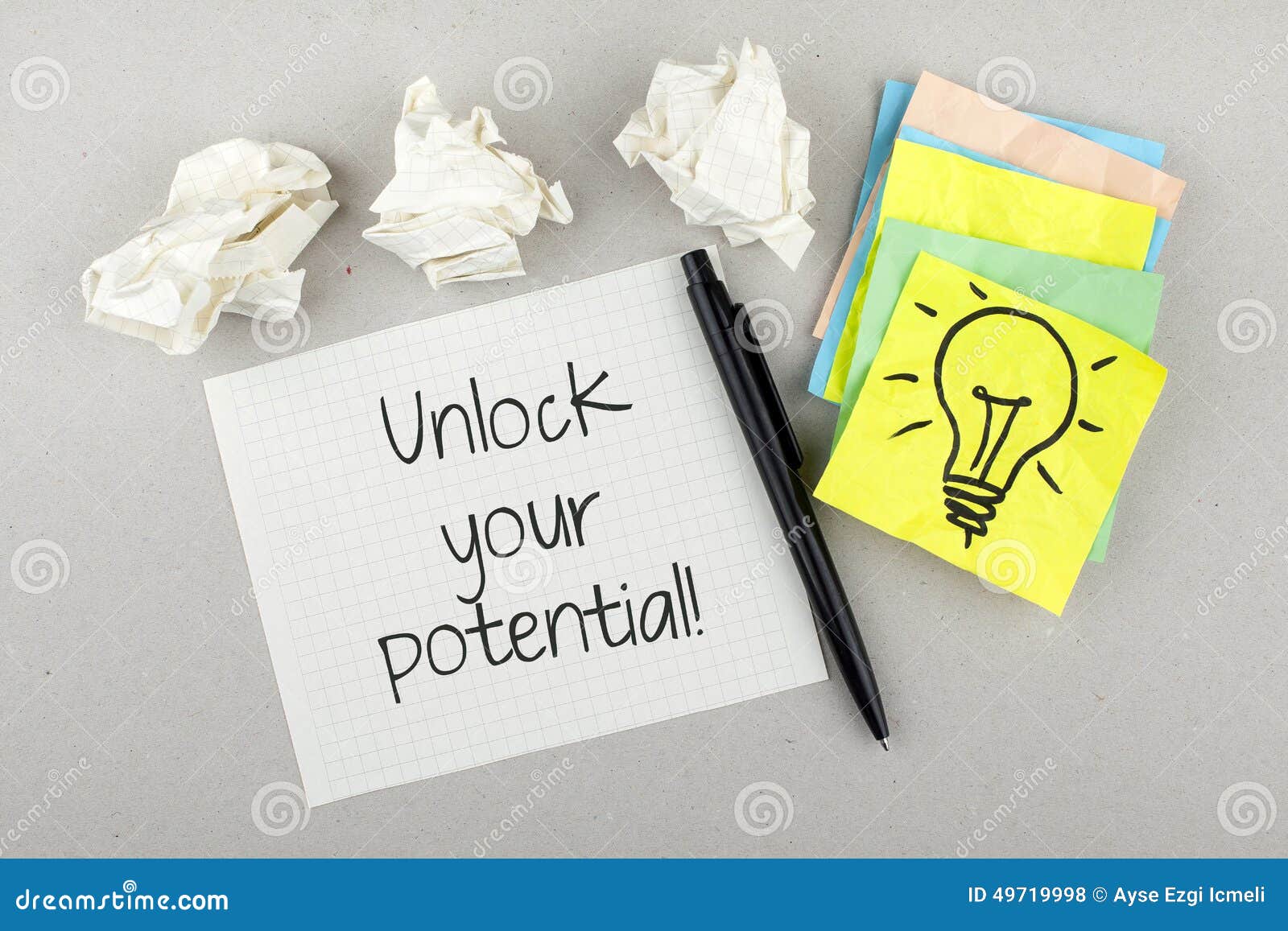 Motivational Note Unlock Your Potential Stock Photo - Image of ...