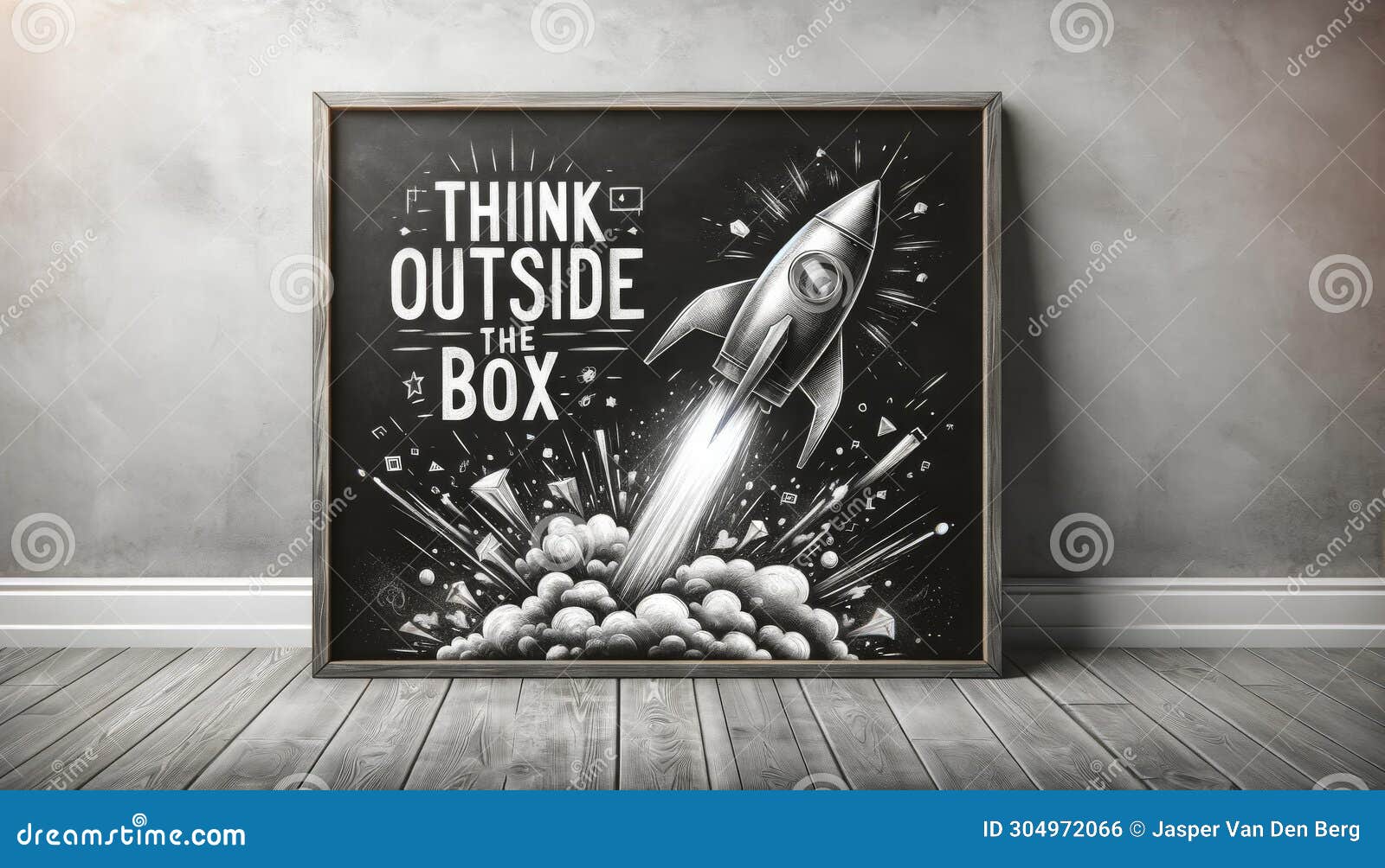 Inspirational Quote with Rocket Illustration, Creative Office Decor ...