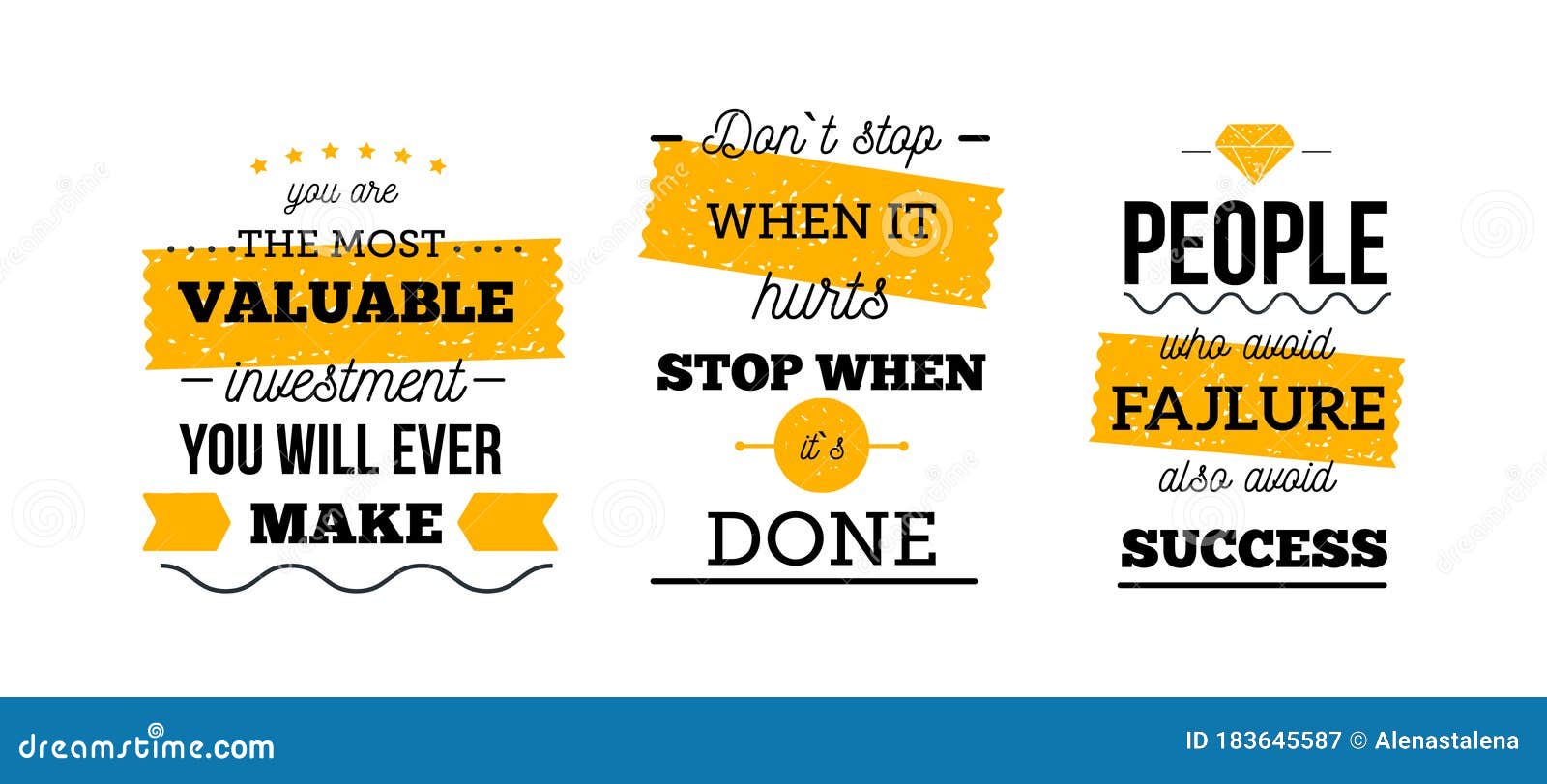 Motivational Poster Quote Set, Success Work Concept, Vector Poster For ...