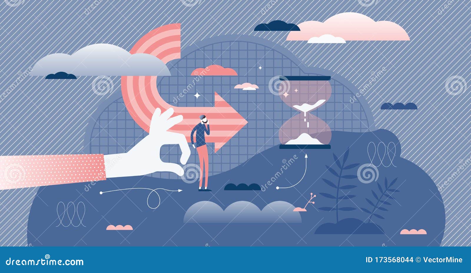 Motivational Push Concept, Flat Tiny Person Vector Illustration Stock ...