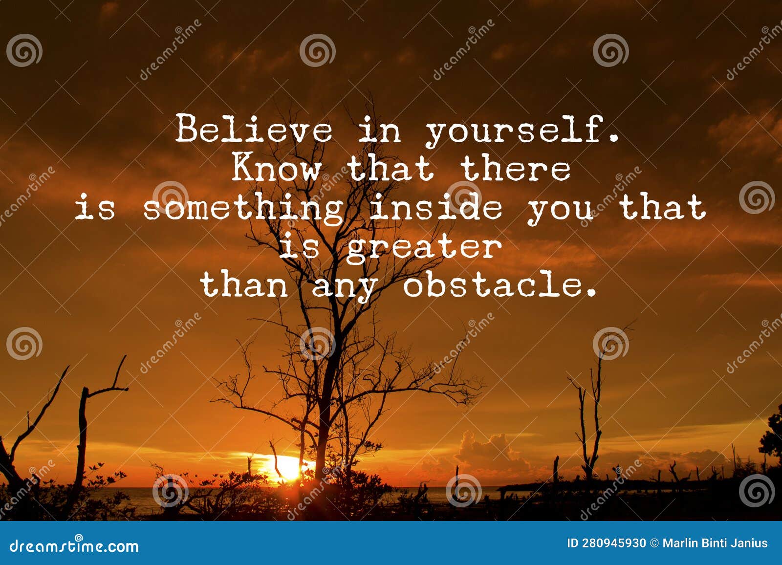 Motivational Quotes with Sunset Background Stock Photo - Image of ...