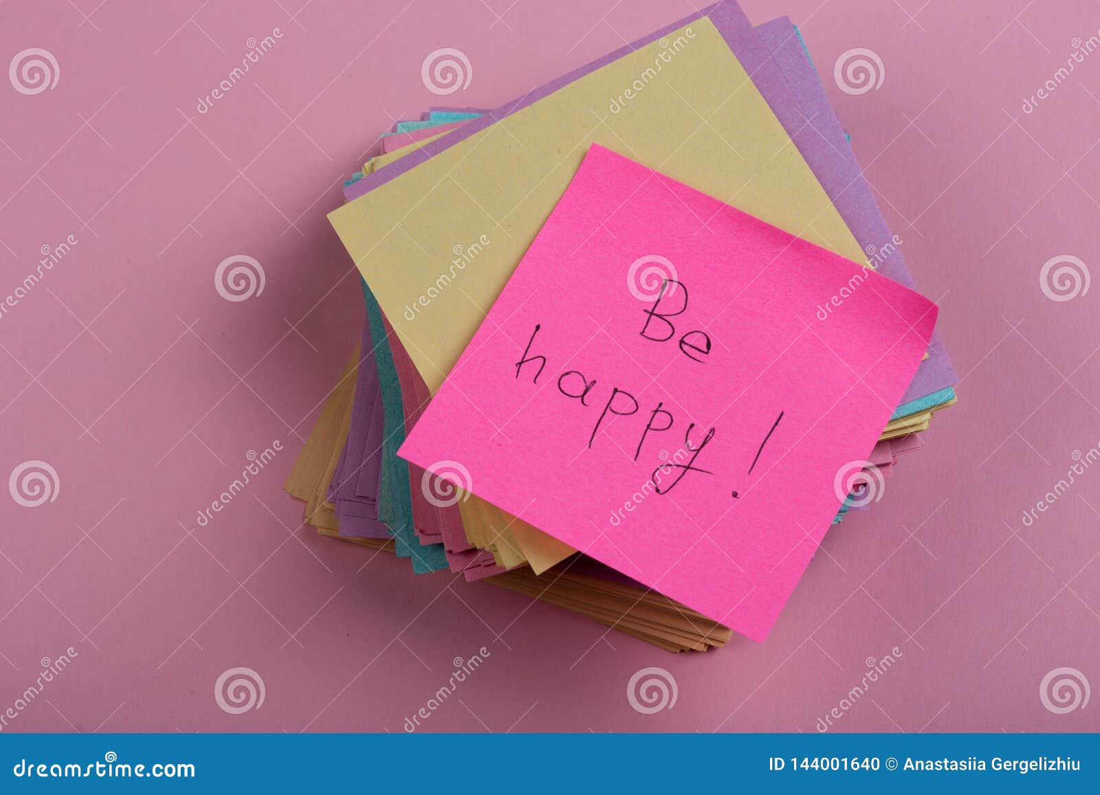 Motivational Slogan- Text on Pink Sticker "be Happy" on Pink Background ...