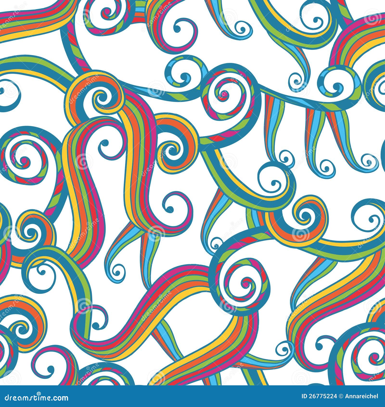 Motley Curlicues Seamless Pattern Stock Vector - Illustration of ...