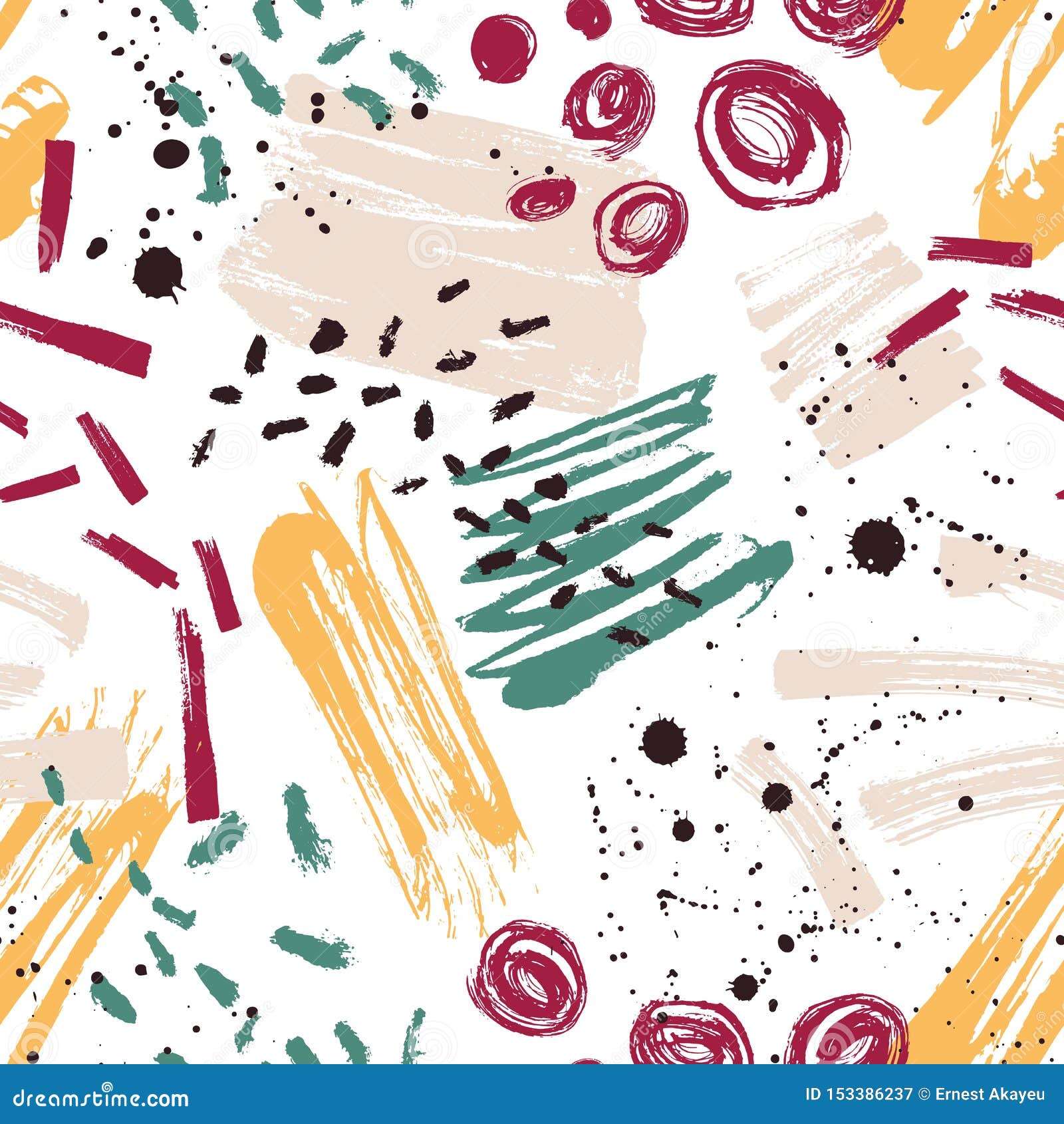 Motley Seamless Pattern with Paint Stains, Marks, Traces, Scribble on ...