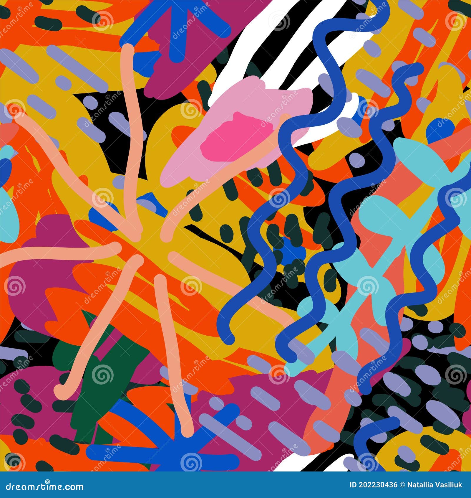 Motley Shape Art Vector Seamless Pattern. Fun Stock Illustration ...