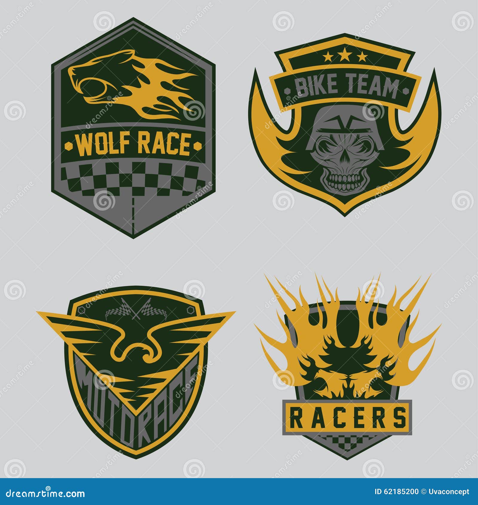 Moto Racing Emblem Set and Design Elements Stock Vector - Illustration ...