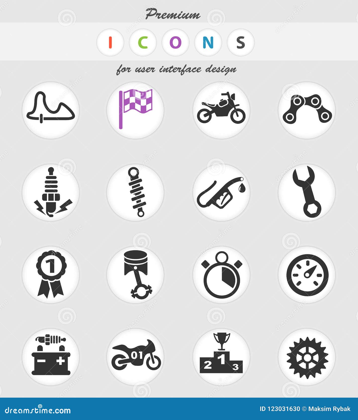 Moto racing icon set stock vector. Illustration of symbol - 123031630