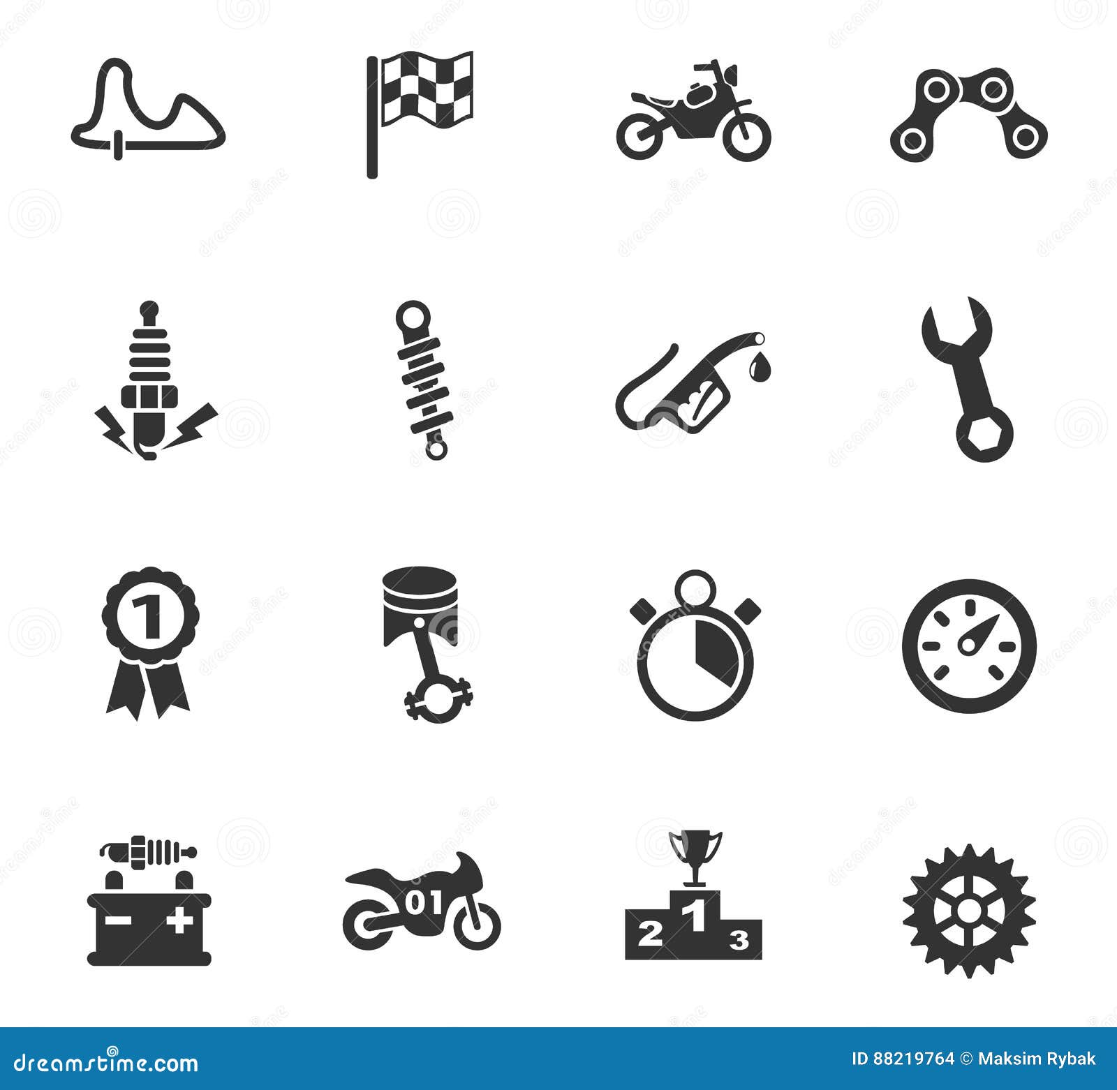 Moto racing icon set stock vector. Illustration of absorber - 88219764