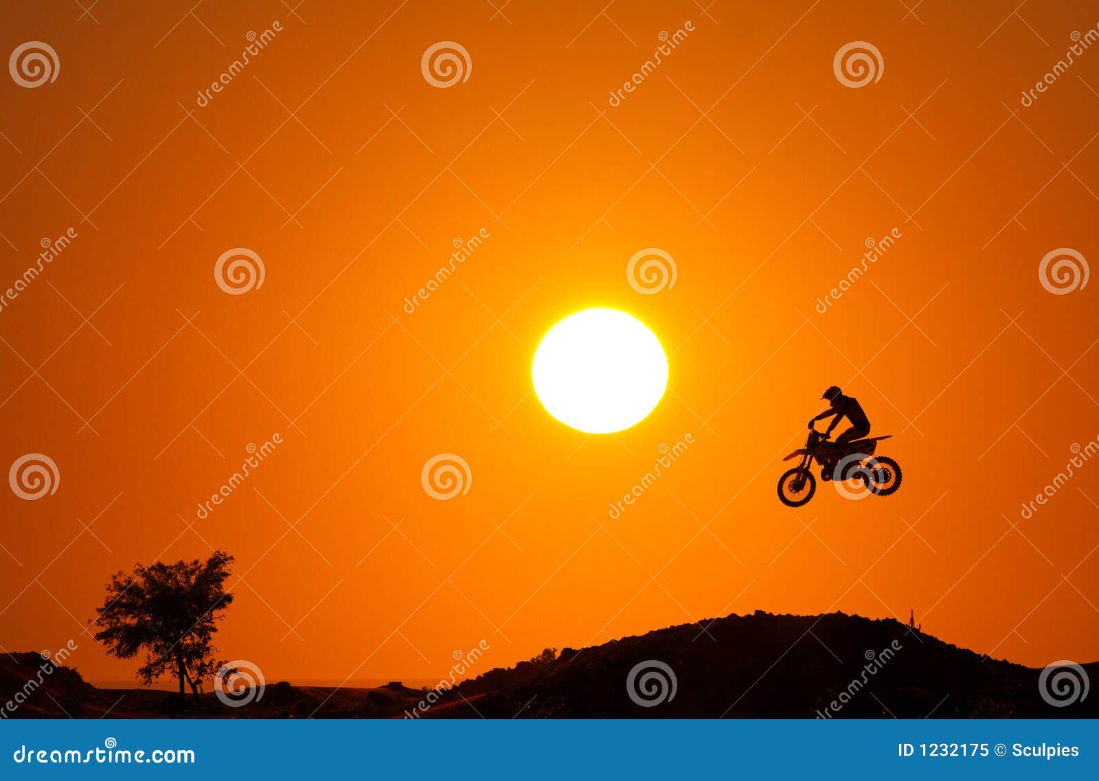 Moto x tree sunset stock image. Image of sport, moto, jumping - 1232175