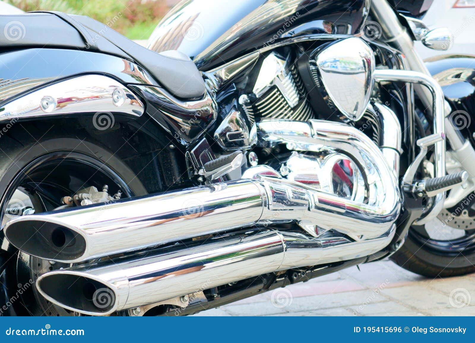 Motobike with Chrome Exhaust System Stock Photo - Image of davidson ...