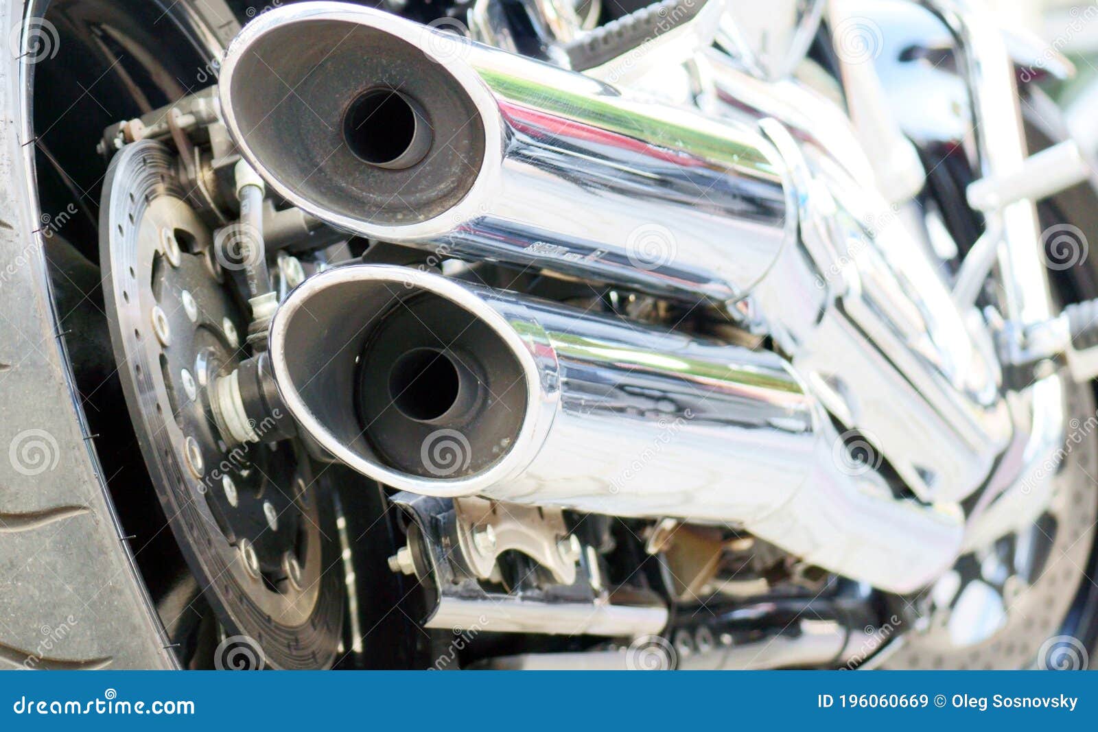 Motobike with Chrome Exhaust System Stock Image - Image of sport, light ...