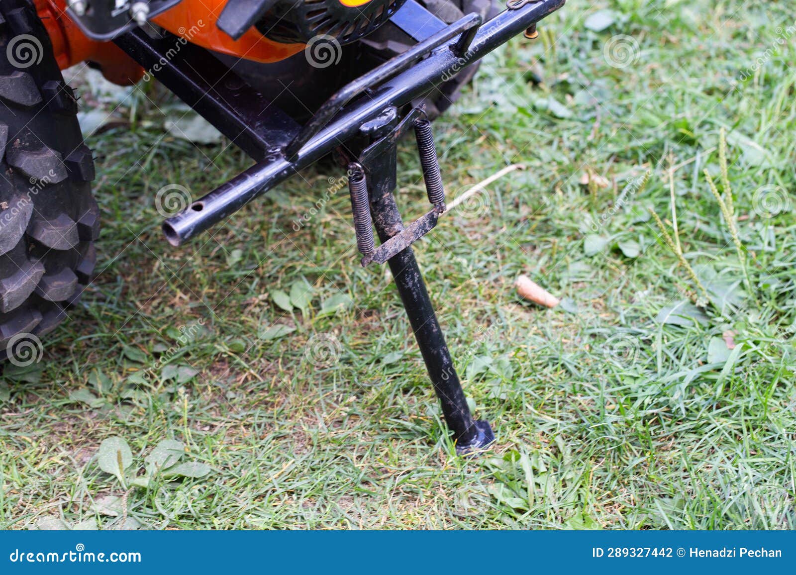 Motoblock Support for Stability on the Ground. Copy Space for Text ...