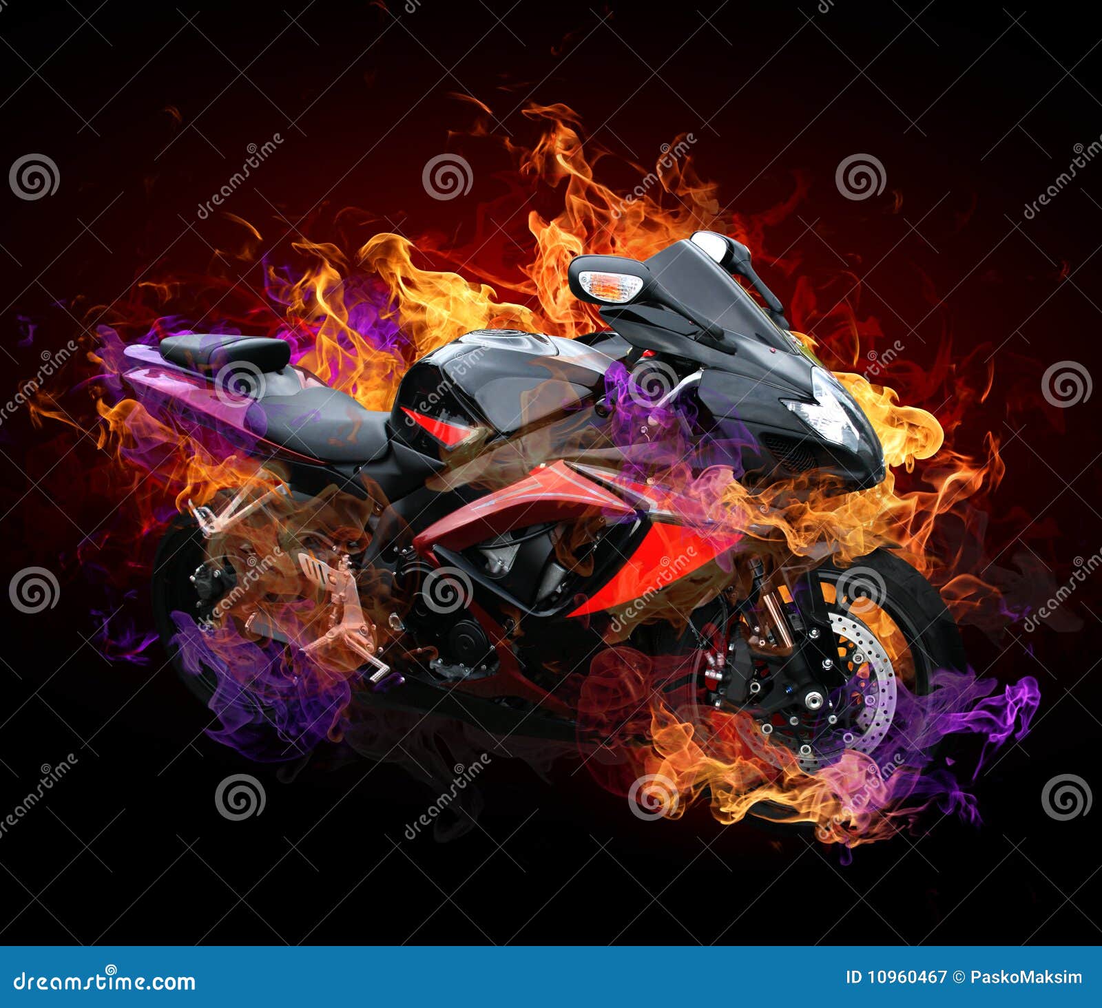 Motocicleta En Llamas Salvajes Stock de ilustración - Ilustración de ...