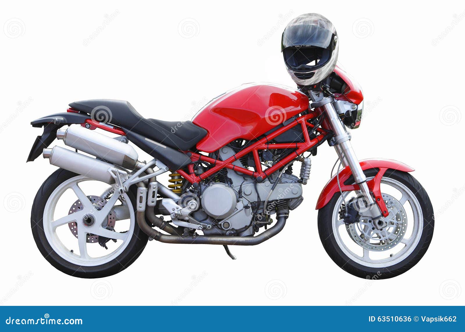 Motocicletta rossa fotografia stock. Immagine di cromo - 63510636