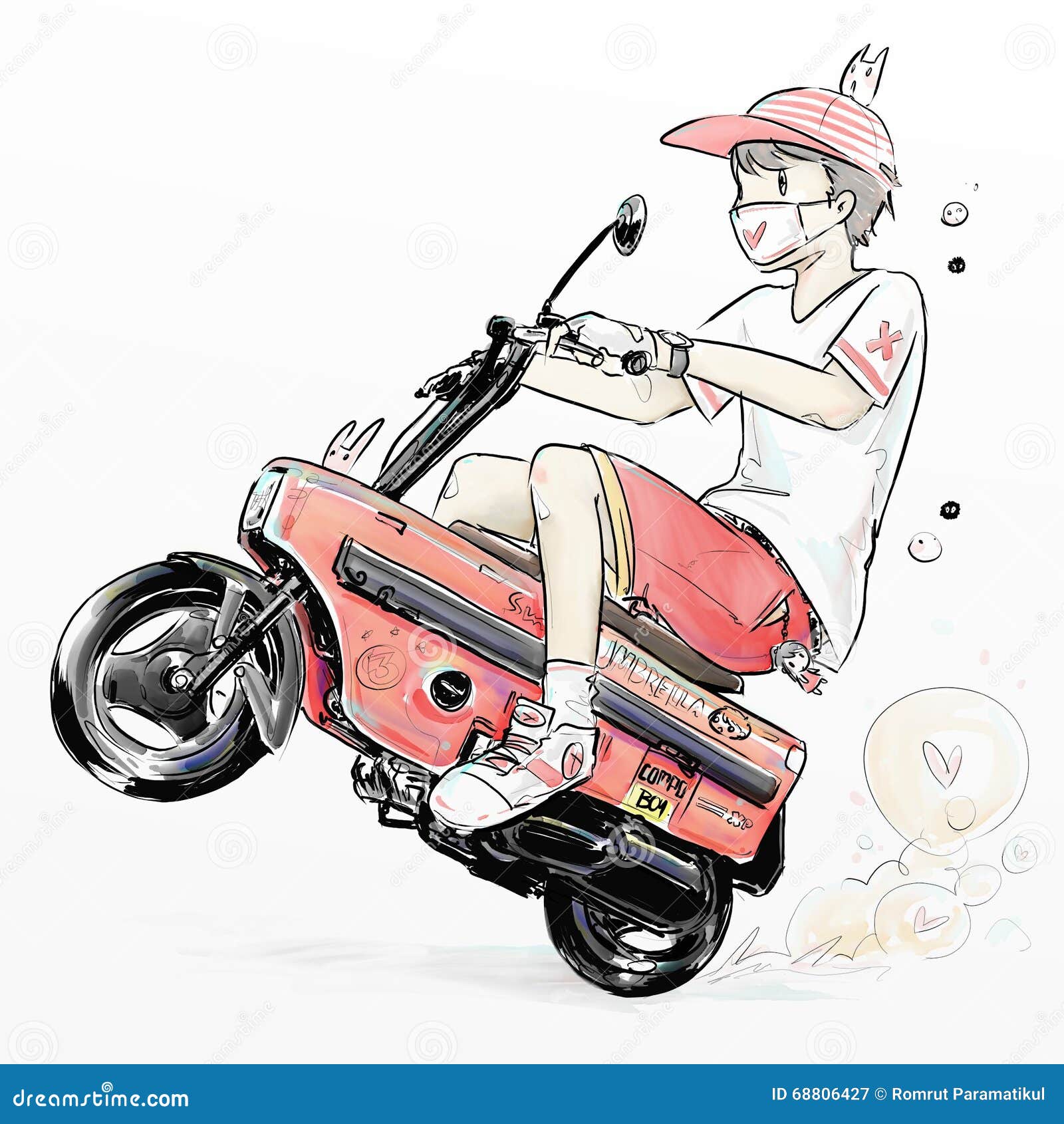 Motocompo boy stock illustration. Illustration of motorcycle - 68806427
