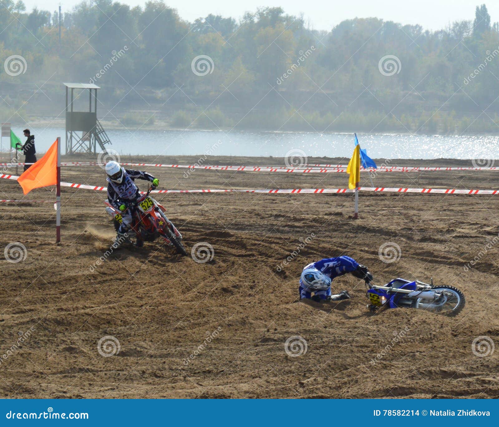 Motocross: Fall on the Track Editorial Stock Image - Image of race ...