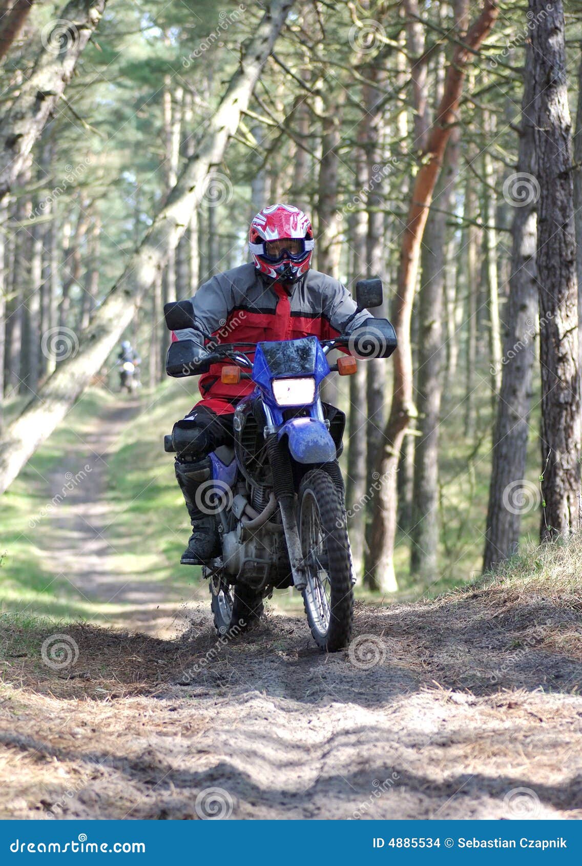 Motocross through forest stock photo. Image of motocross - 4885534