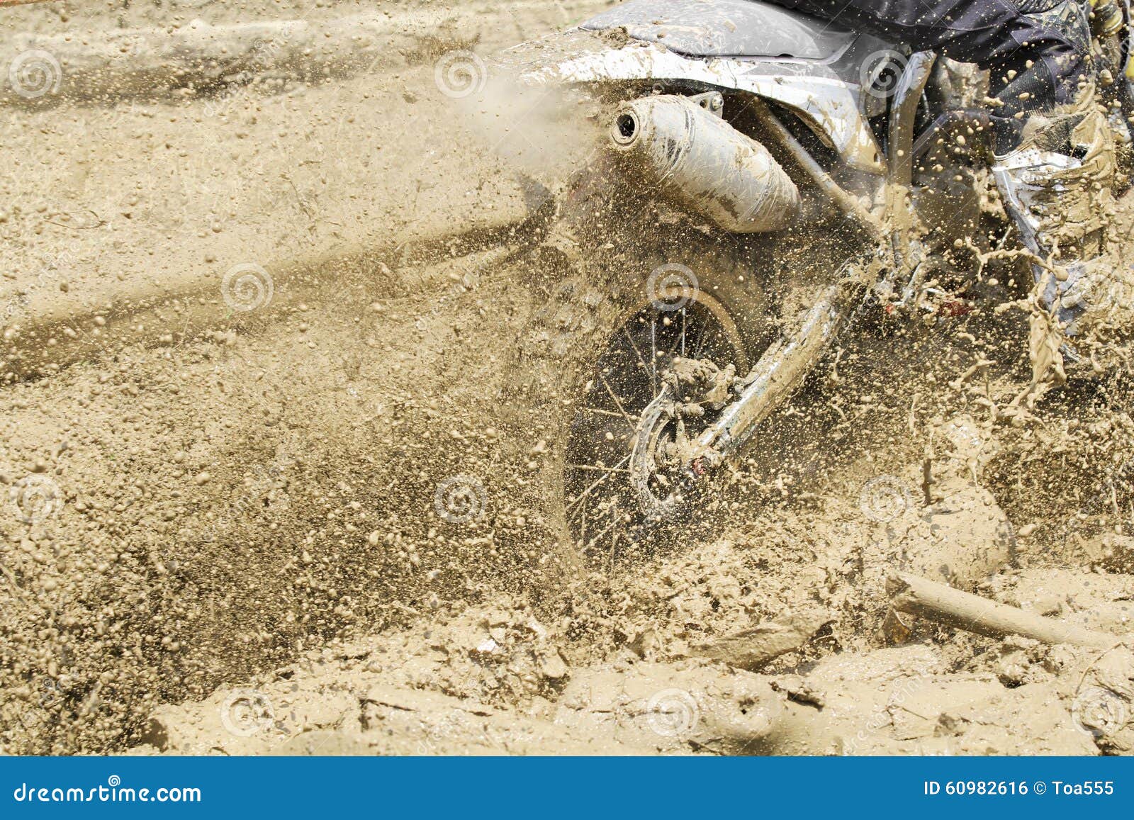 Motocross in muddy track stock photo. Image of bike, motor - 60982616