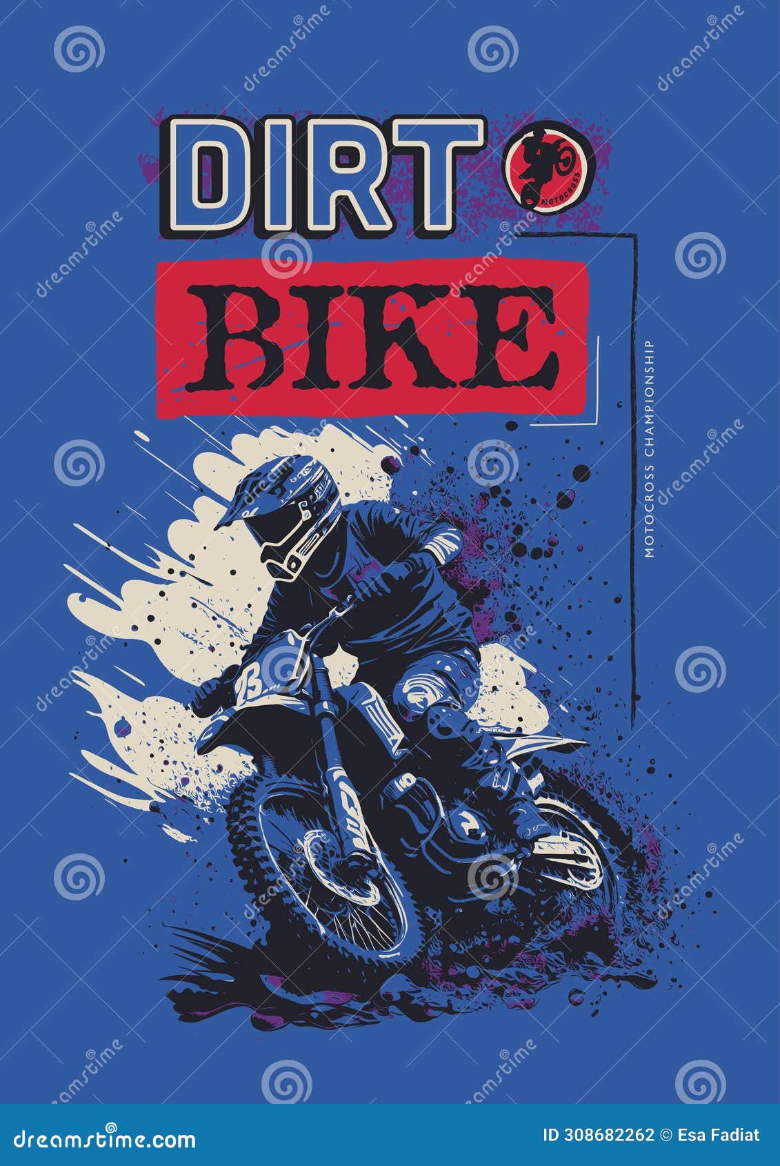 Motocross Poster Design Template. Grunge Vector Illustration Stock ...