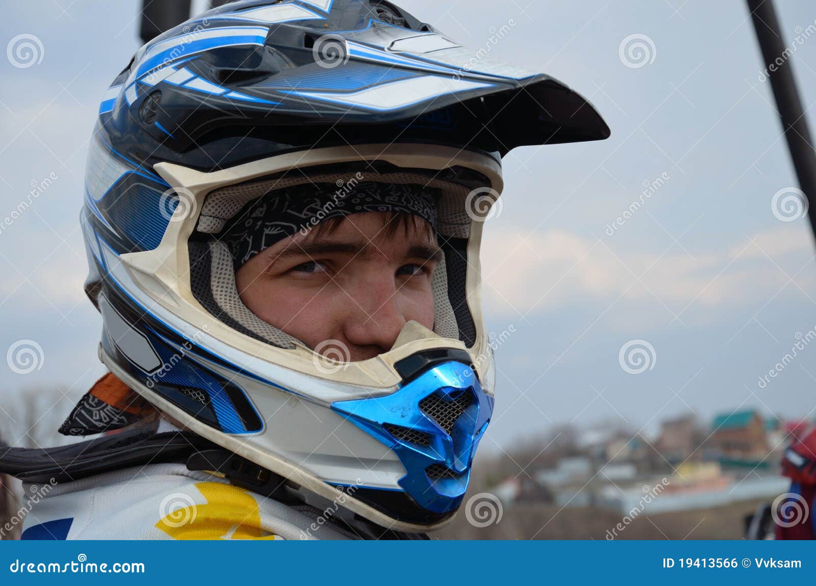 Motocross Rider in a Helmet Stock Photo - Image of helmet, offroad ...