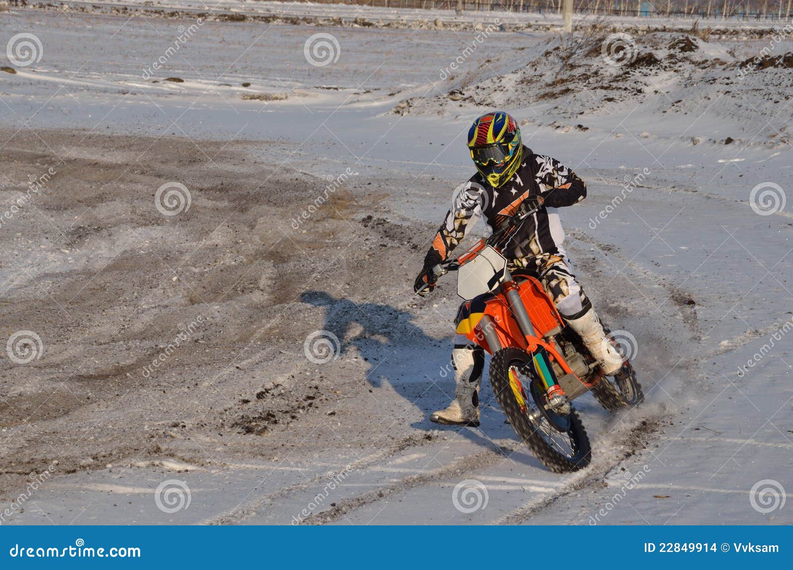 Motocross Rider Performs a Right Turn with Stock Photo - Image of racer ...