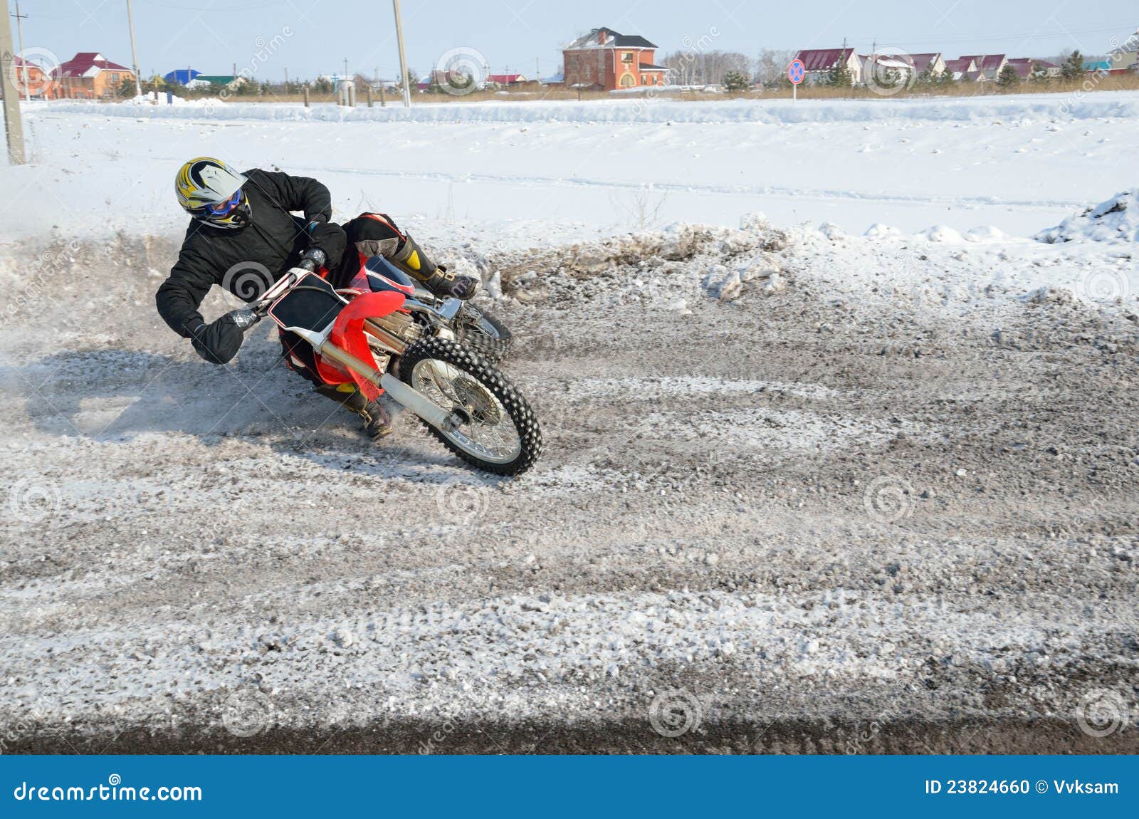Motocross Rider Performs a Turn with the Skid Stock Photo - Image of ...