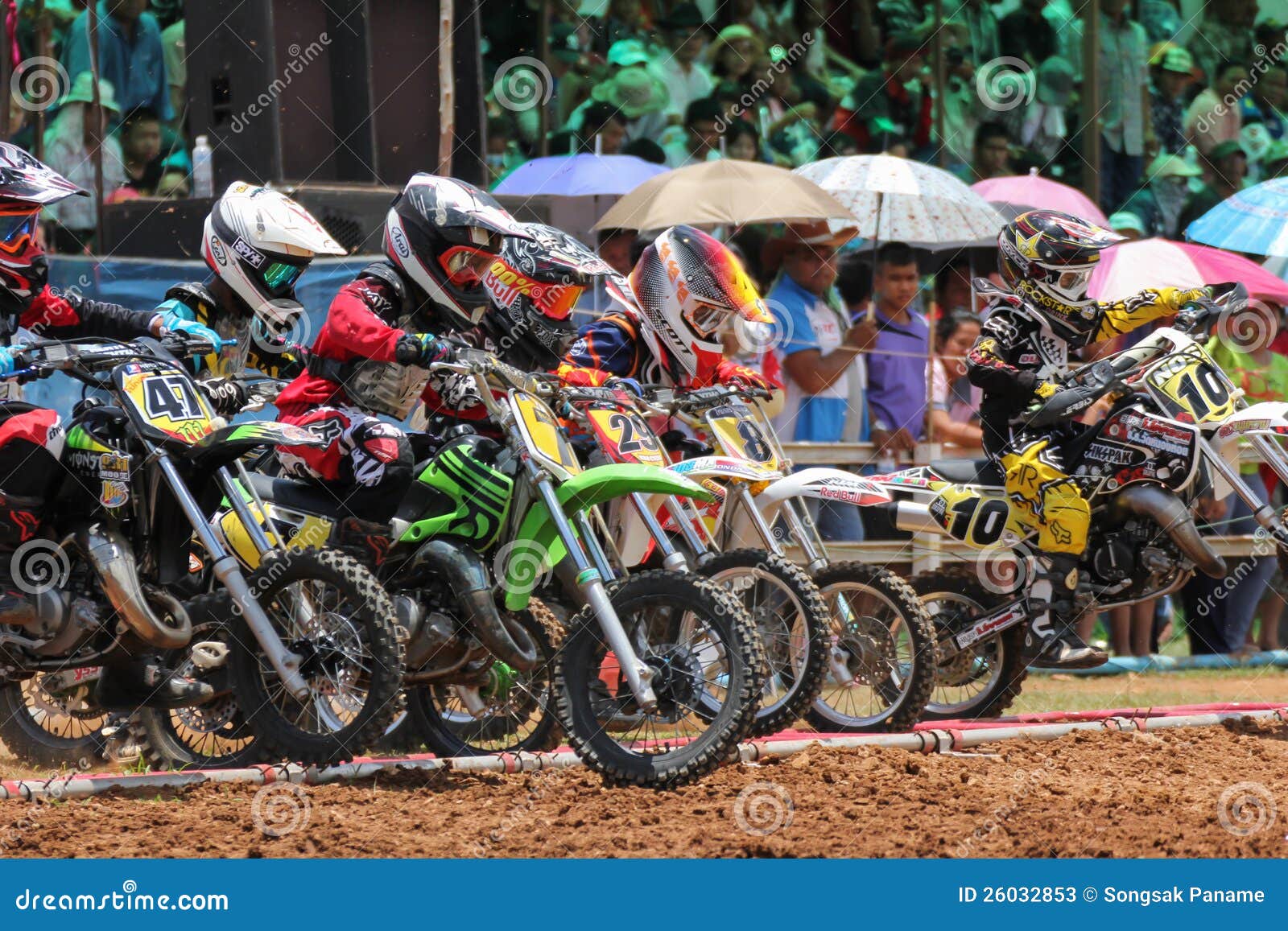 Motocross Riders Lined Up at the Start Gate Editorial Stock Photo ...
