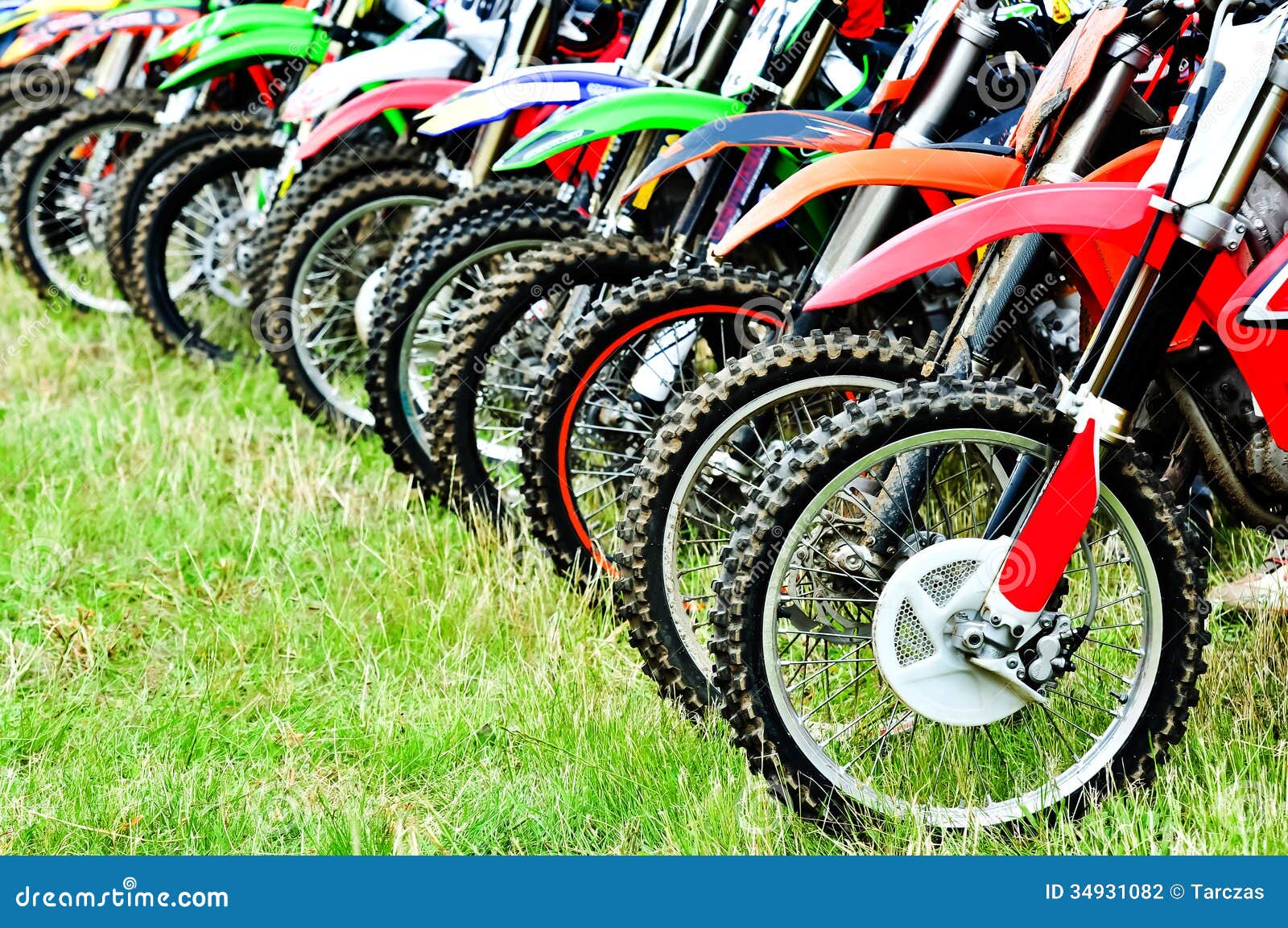 Motocross Riders Lined Up before Start Stock Photo - Image of ...