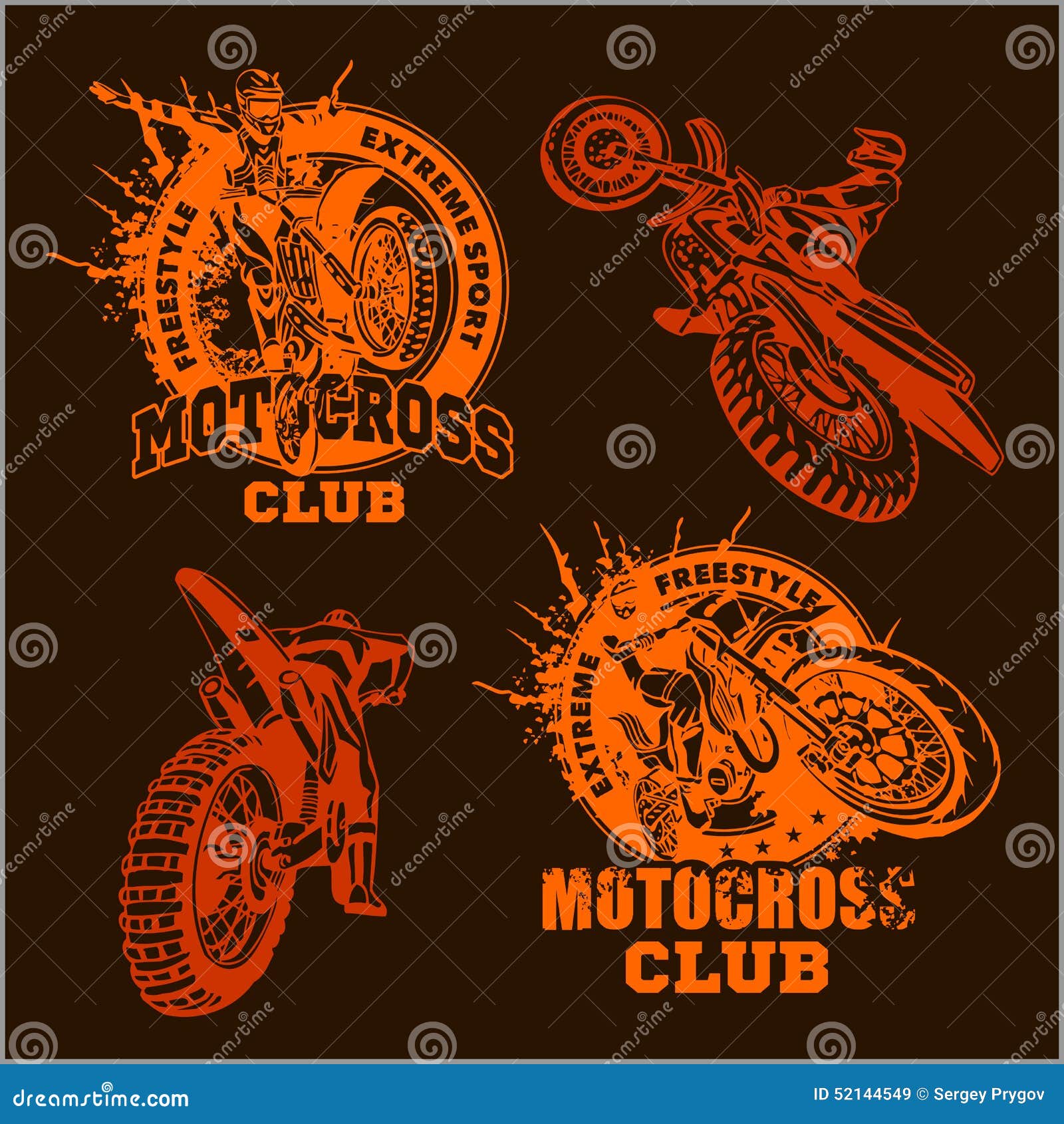 Motocross sport emblem stock vector. Illustration of jumping - 52144549