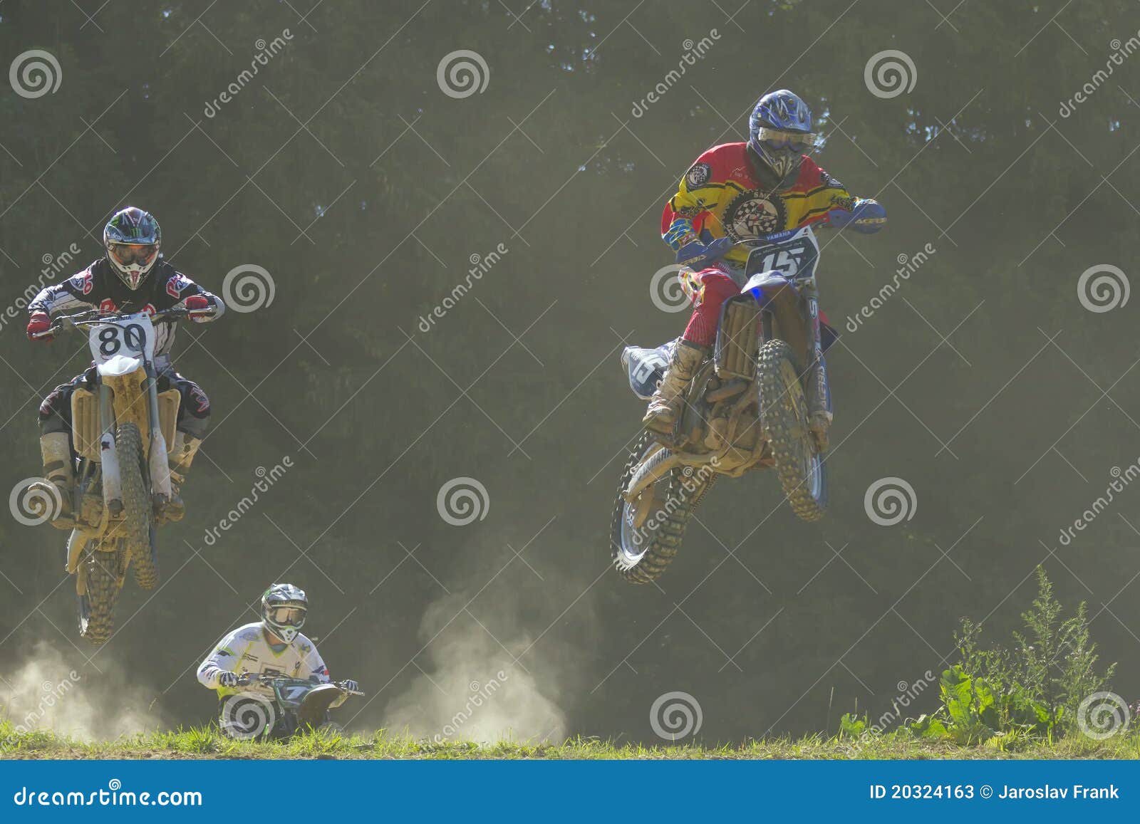 Motocross -three Jumping Riders Editorial Stock Photo - Image of danger ...