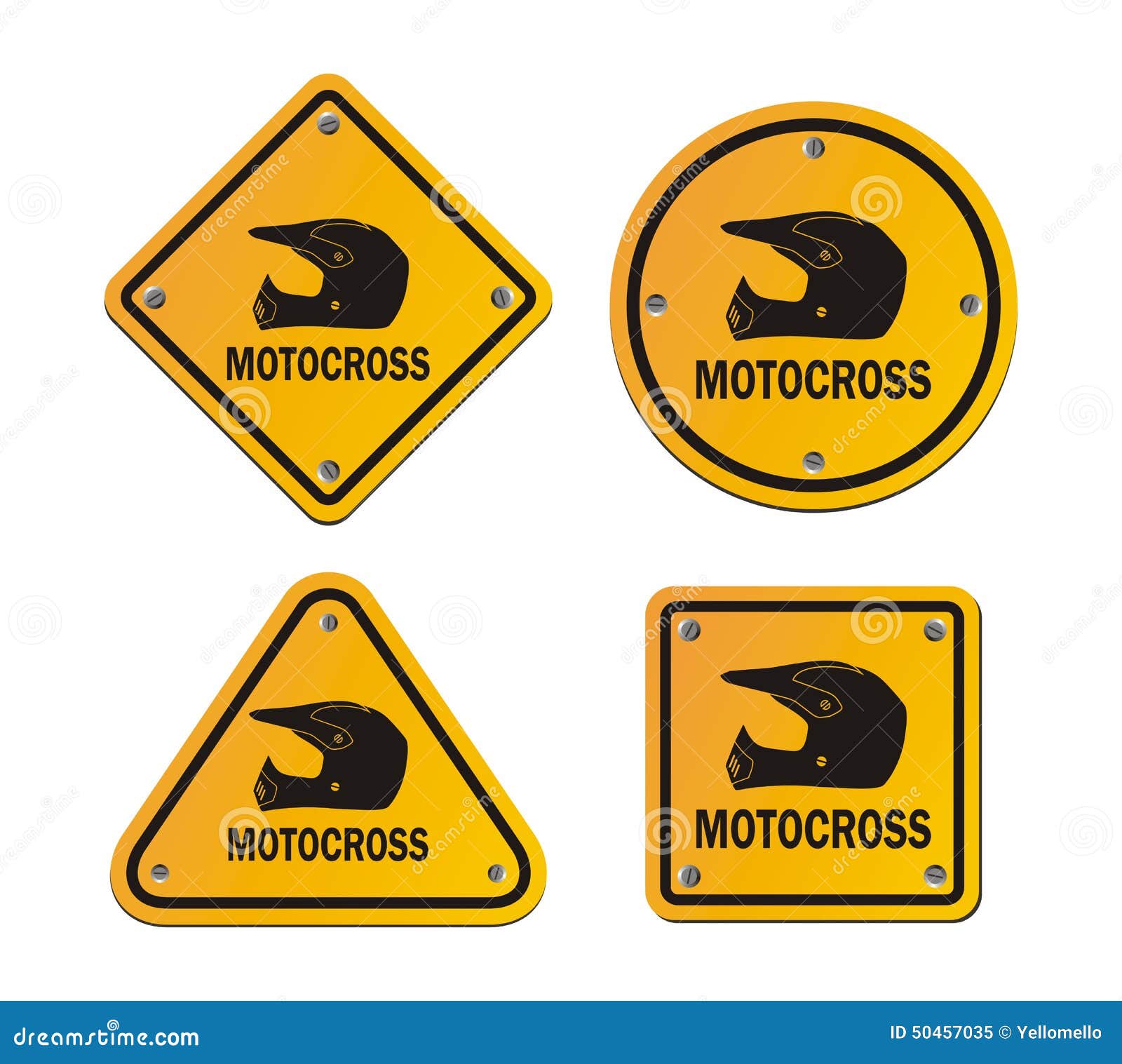 Motocross - yellow signs stock illustration. Illustration of label ...